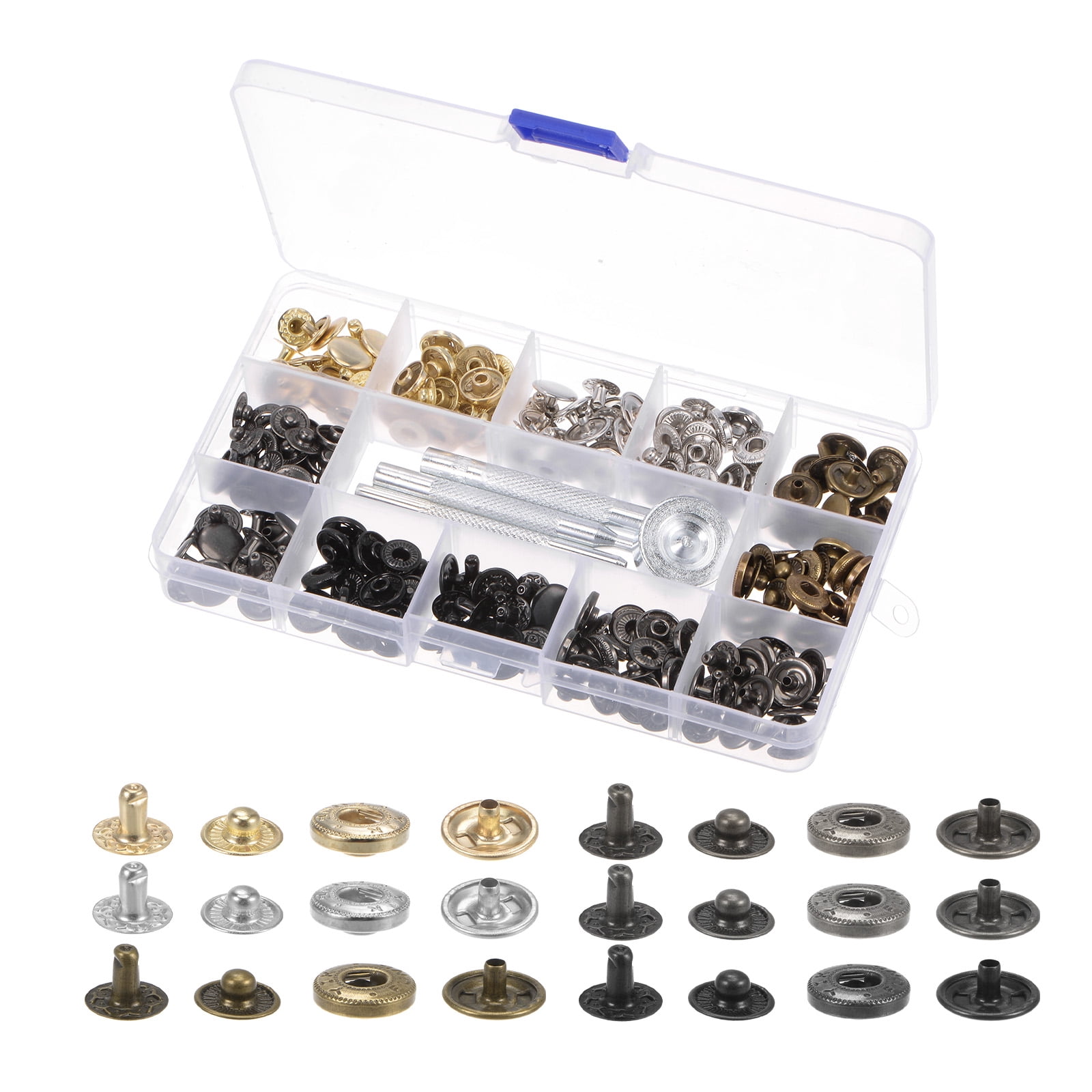 Snap Fasteners Kit 12.5mm with 4 Setter Tools & Storage Box for ...