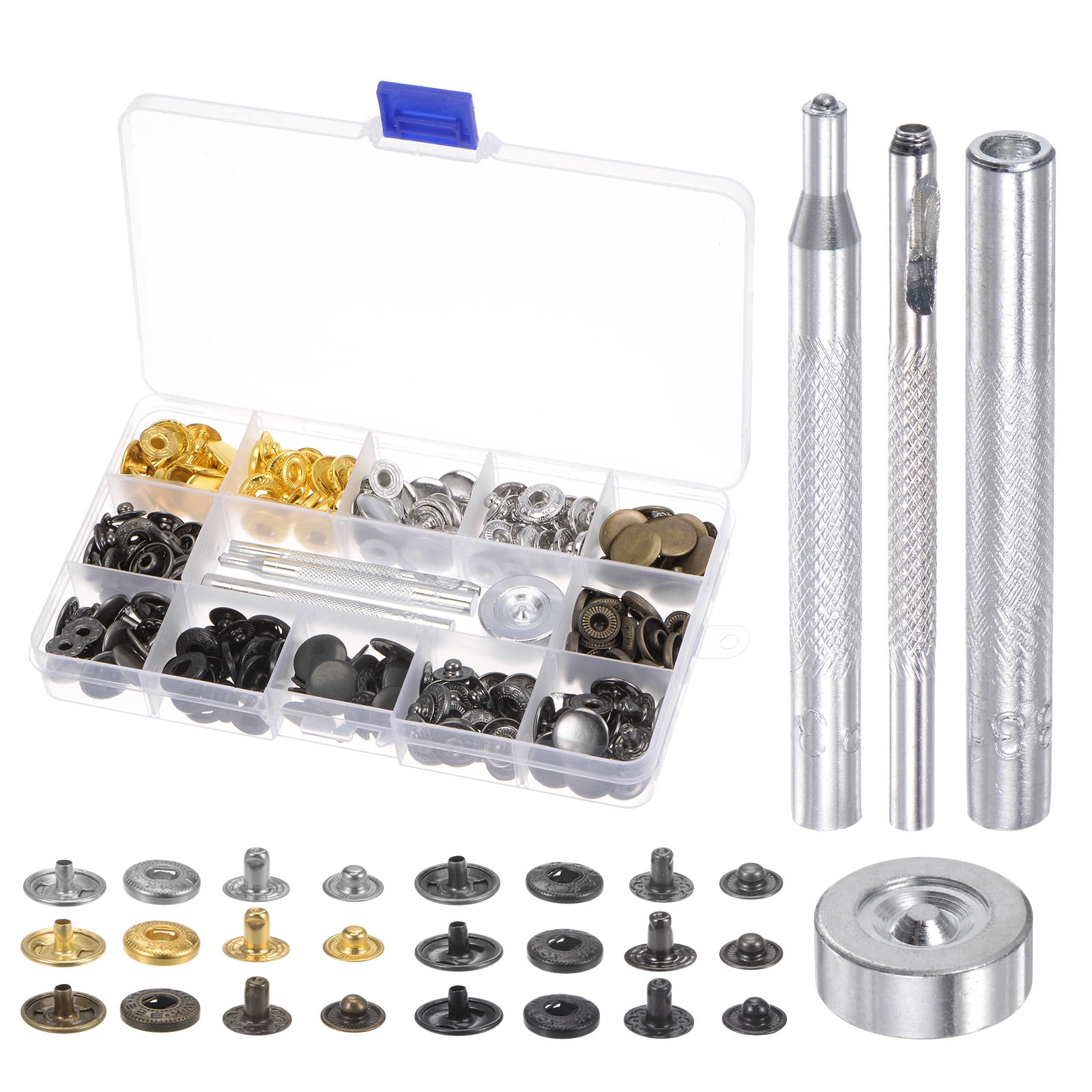 Snap Fasteners Kit 6 Colors with 4 Setter Tools & Storage Box, 60 Sets ...