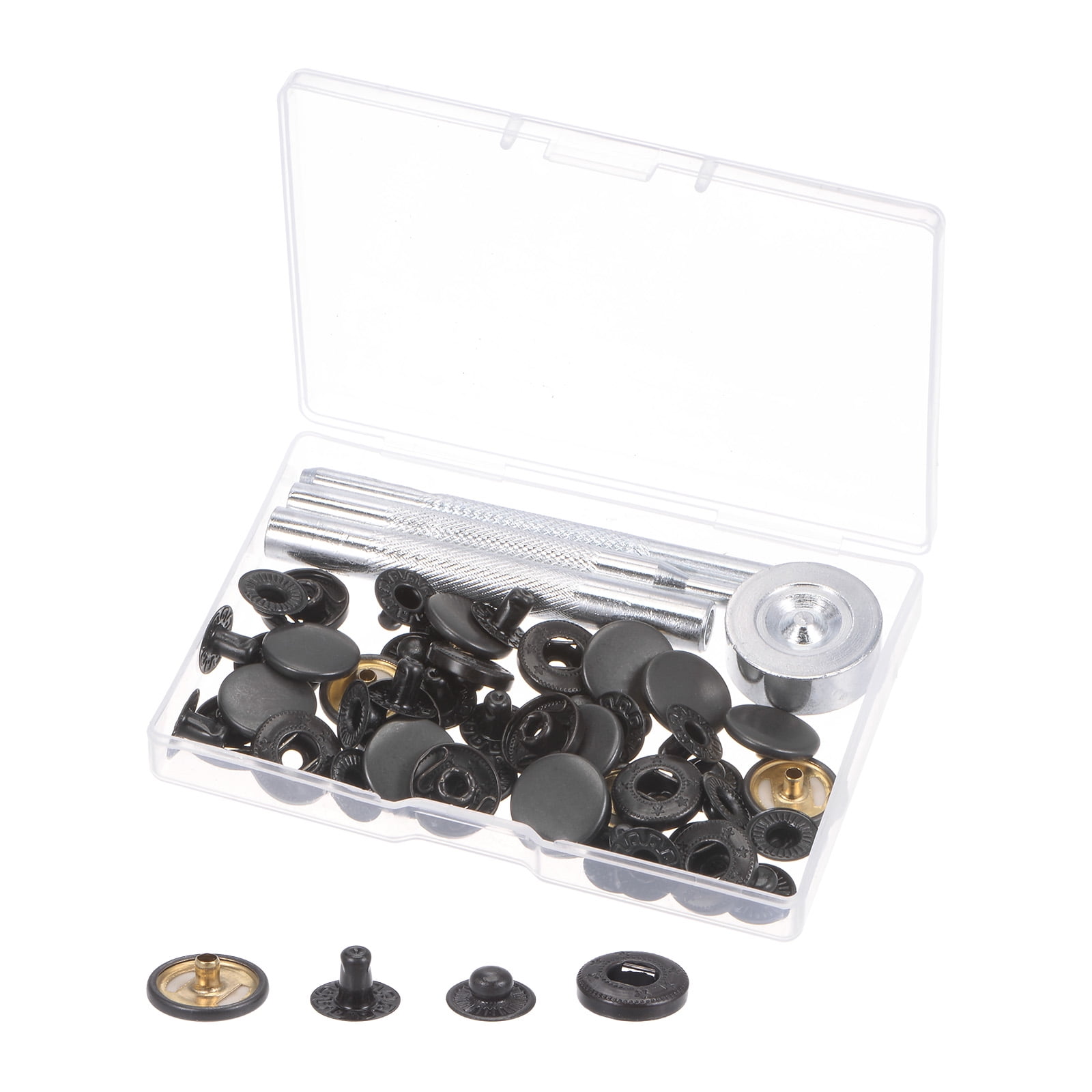 Snap Fasteners Kit Copper with 4 Setter Tools for Clothing Black, 12 ...