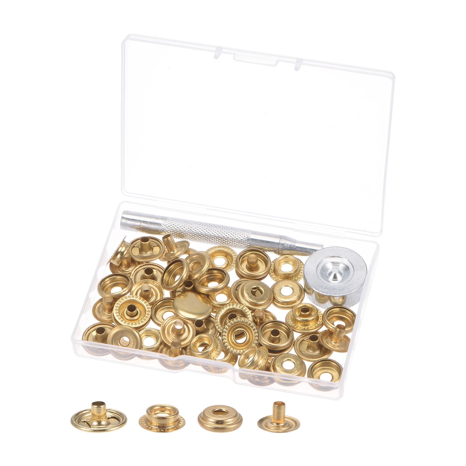 Snap Fasteners Kit Copper with Setter Tools for Clothing Golden, 12 ...