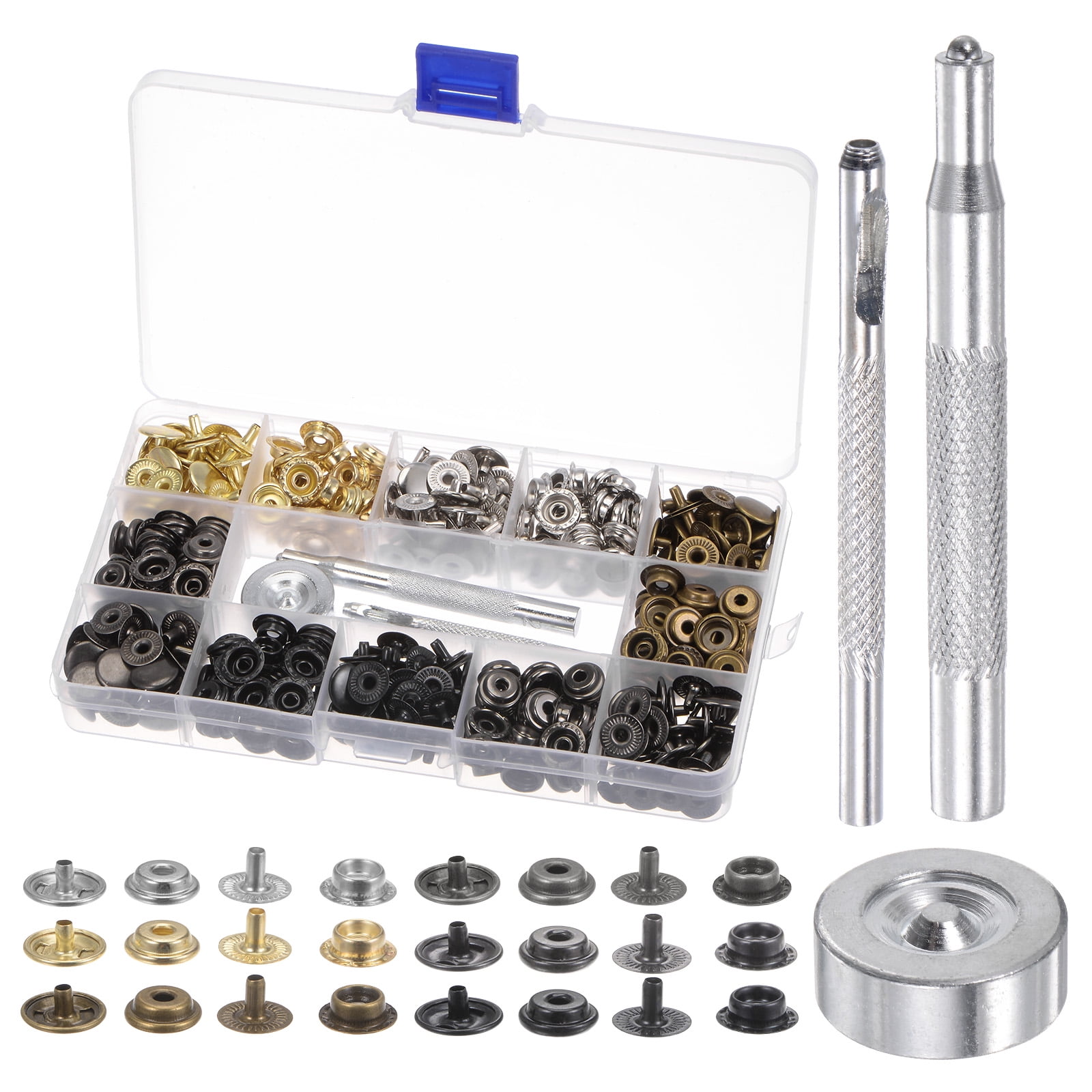 Snap Fasteners Kit with 3 Setter Tools & Storage Box for Clothing, 120 ...