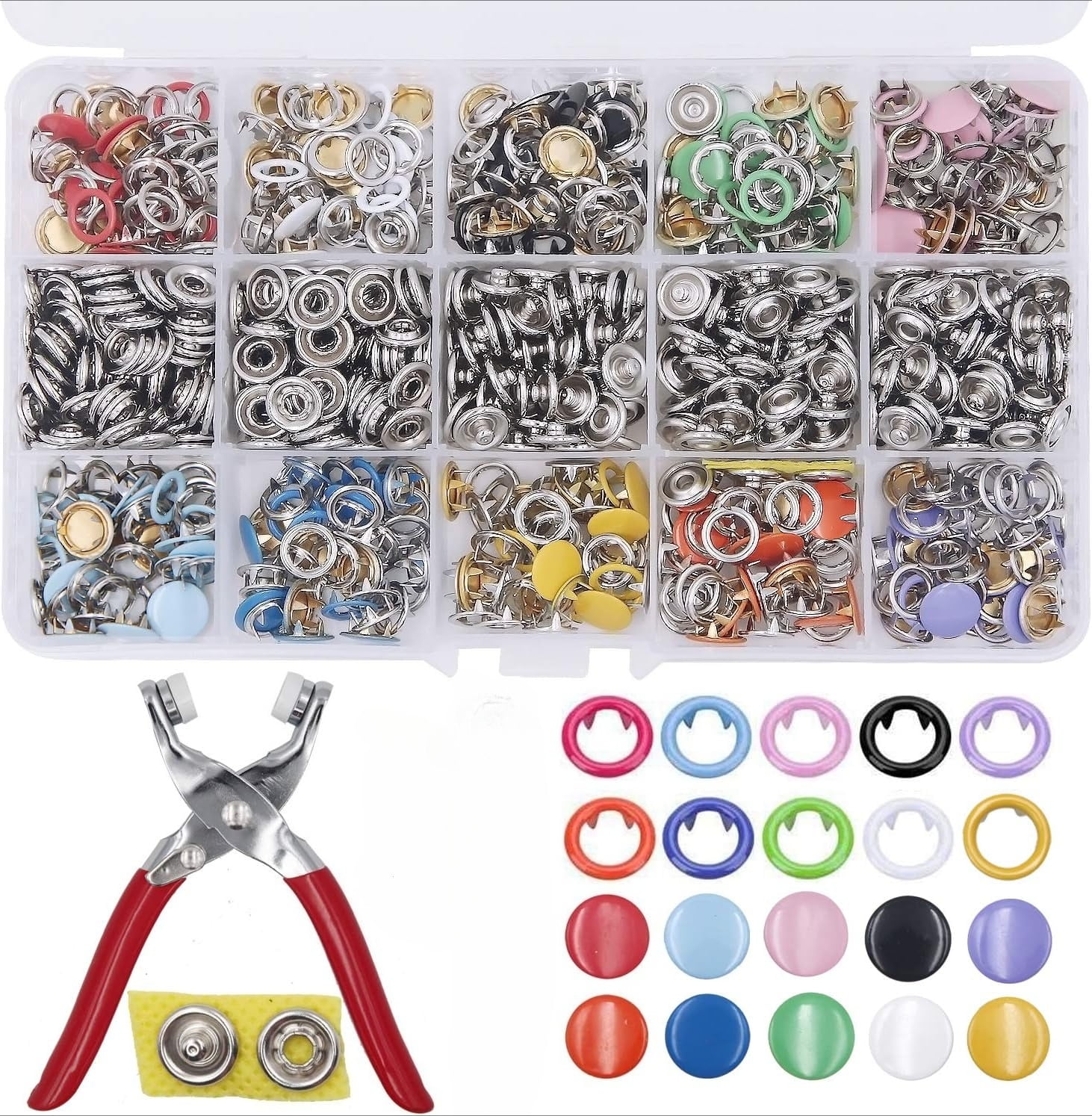 Snap Fasteners Tool Kit Metal Snaps Buttons for Sewing Clothing ...