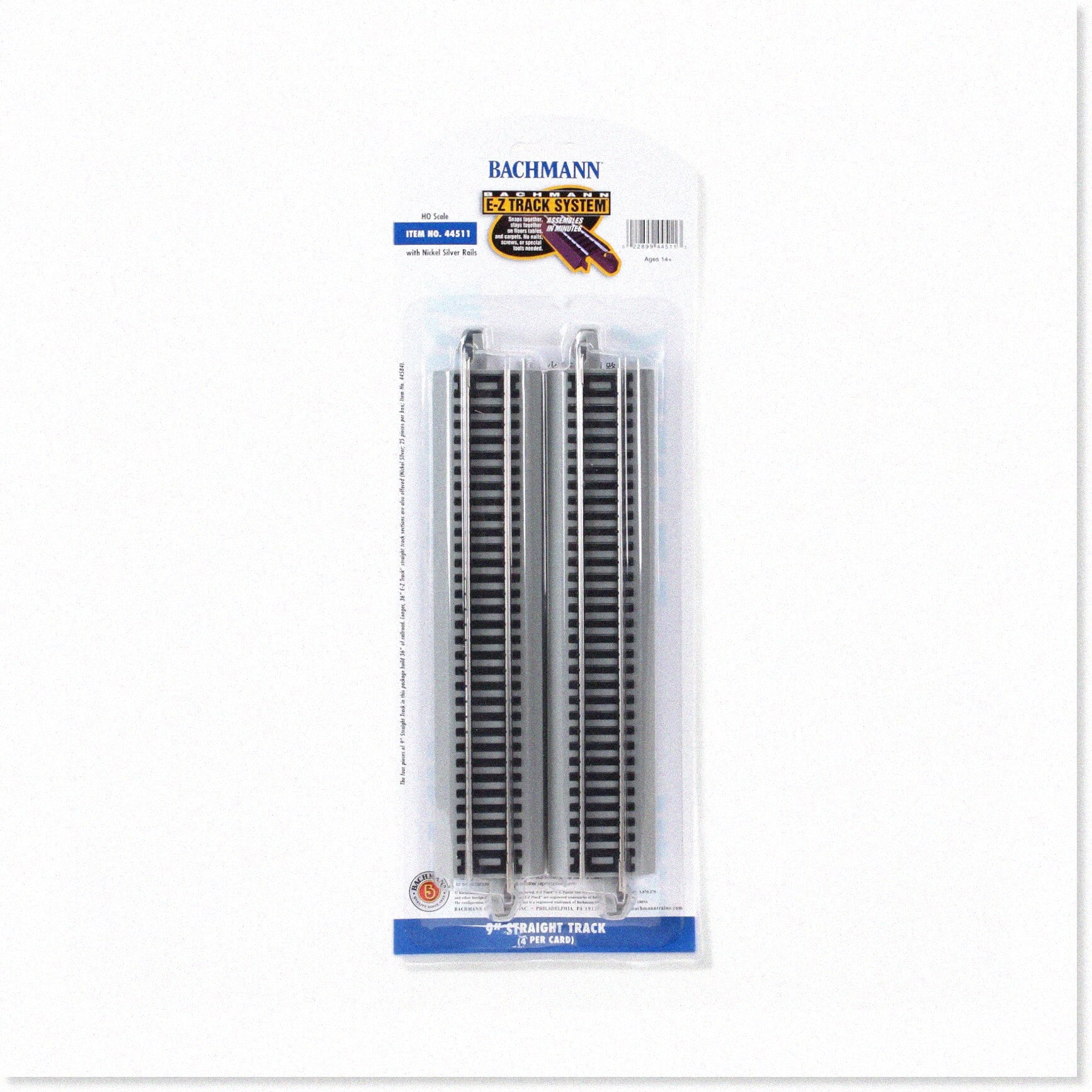Snap-Fit RailMaster 9 Straight Track (4/card) - HO Scale: Nickel Silver ...