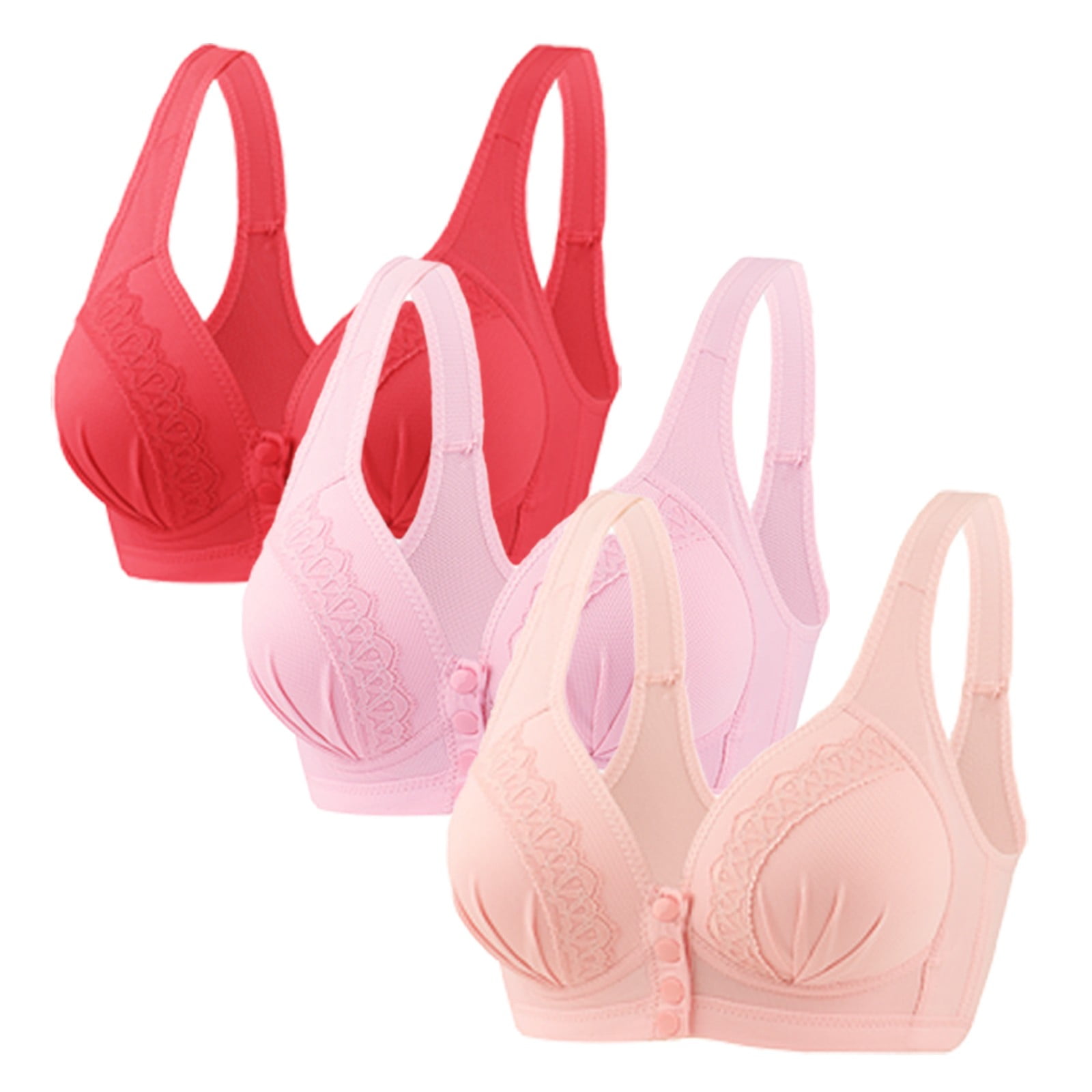 Snap Front Bra for Older Women,Push Up Wireless Full Coverage Bras for ...