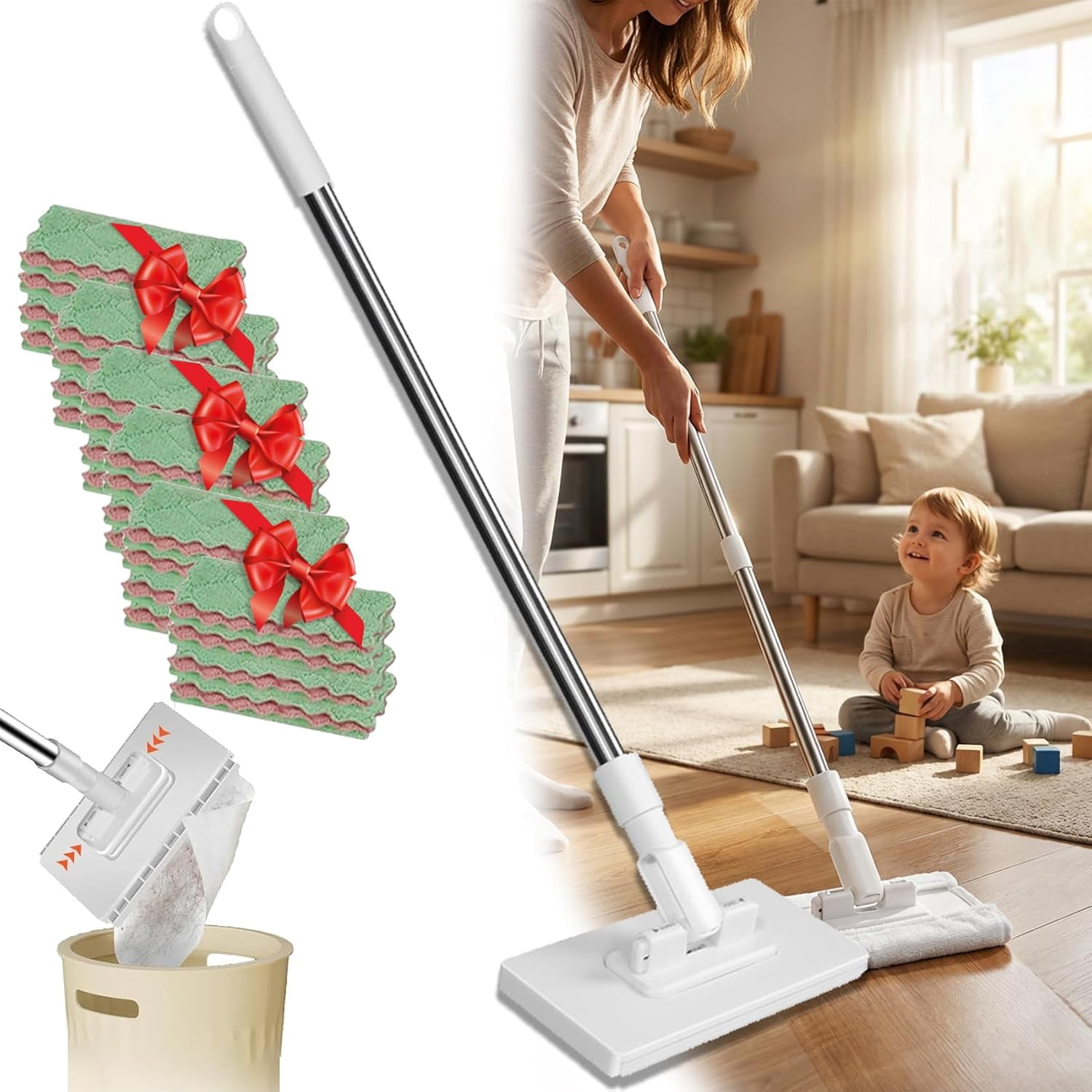 Snap Grip Mini Mop-Clever Snap-Grip Mini Mop, Automatic Gripping or ...