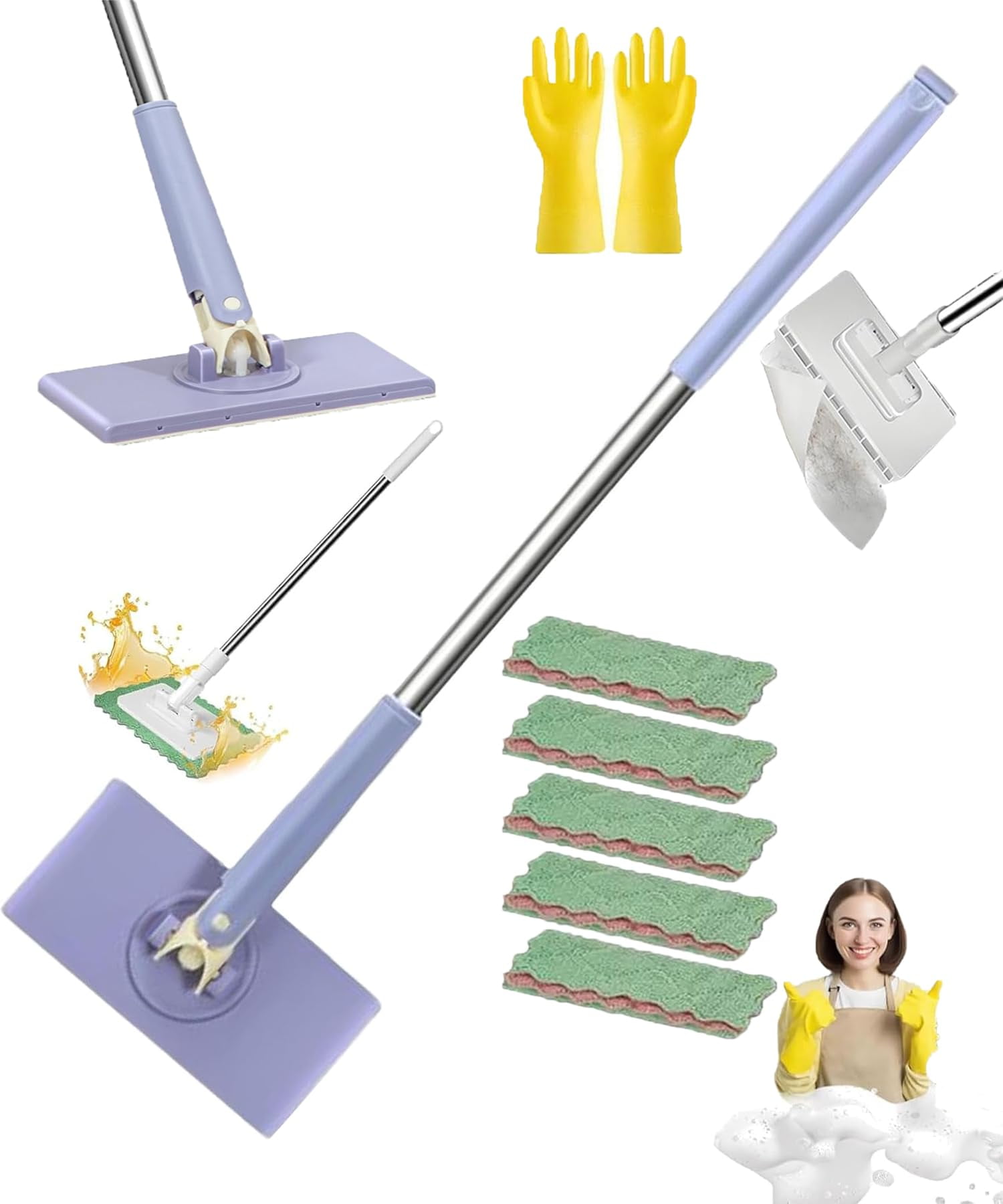 Snap Grip Mini Mop, Convenient Cloth Changing Mini Mop, Retractable Gap ...