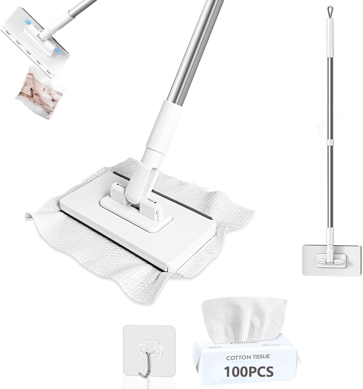 Snap Grip Mini Mop, Convenient Cloth Changing Mini Mops with 100PCS ...