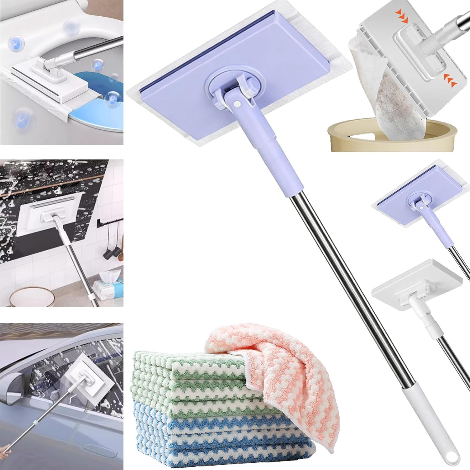 Snap Grip Mini Mop, Disposable Dust Mop, Zero Touch Mini Mops with One ...