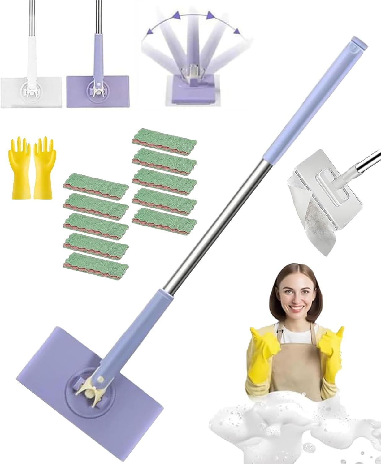 Snap Grip Mini Mop, Flat Dust Mop with Retractable Handle and Locking ...