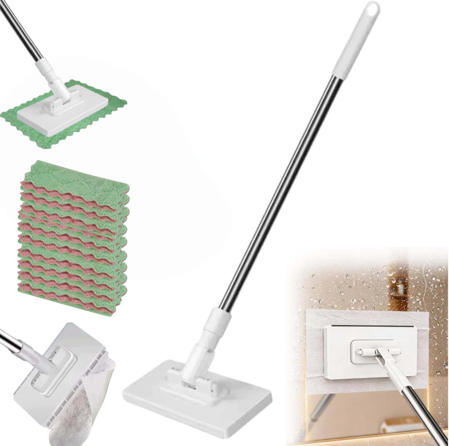 Snap Grip Mini Mop, Lazy Mops with One-Click Cloth Change, Locking Head ...