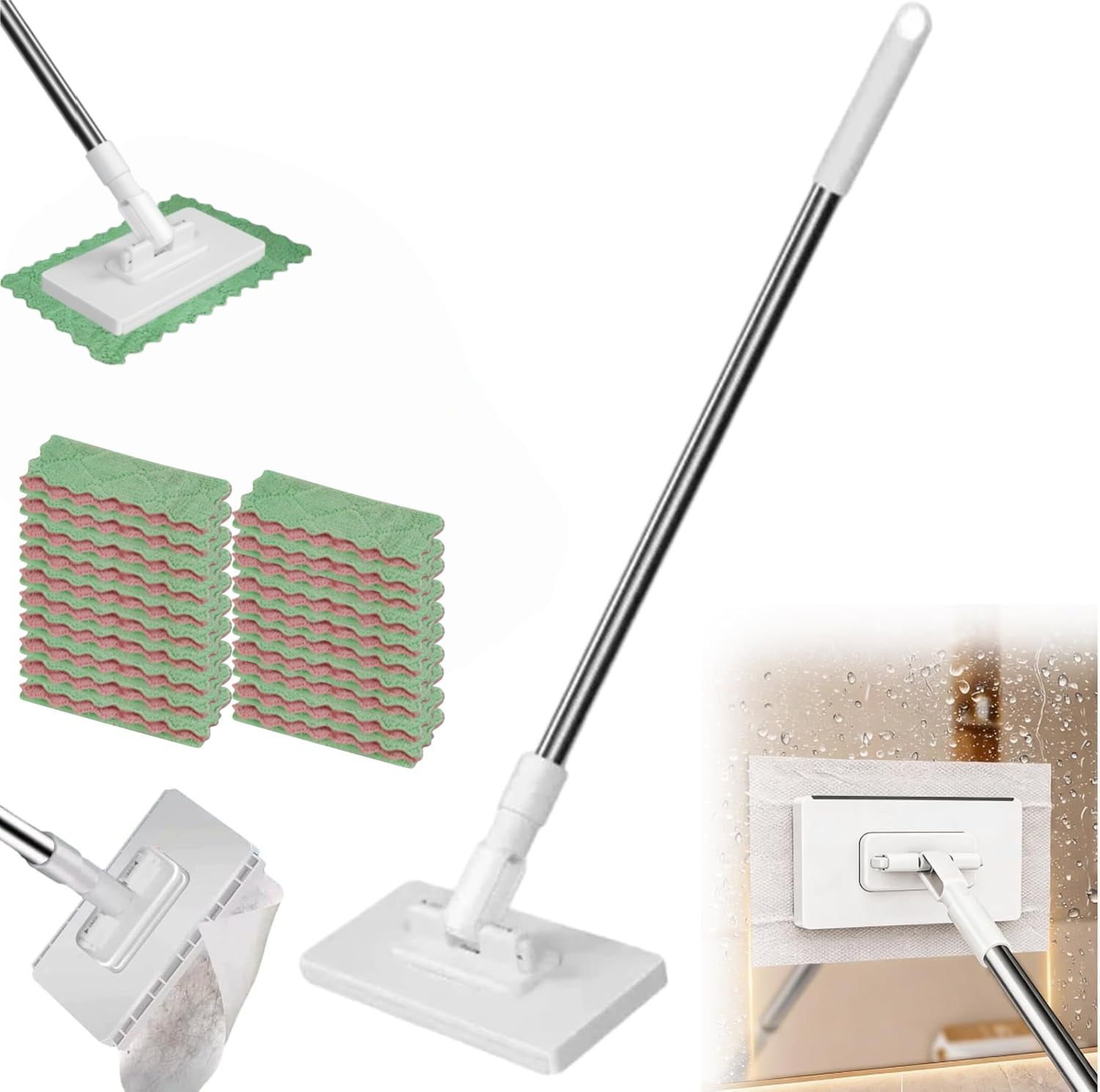 Snap Grip Mini Mop, Lazy Mops with One-Click Cloth Change, Locking Head ...