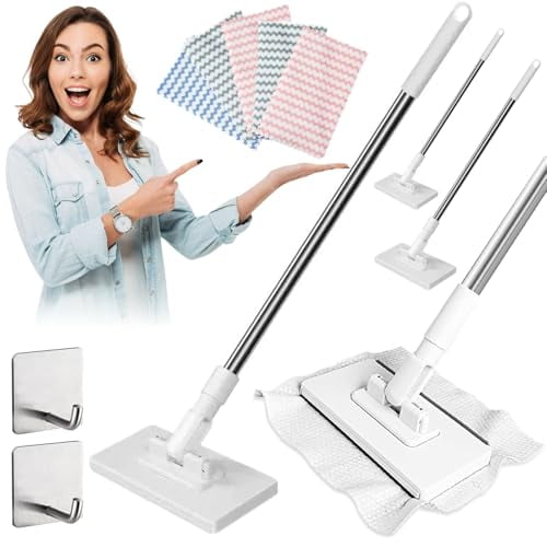 Snap Grip Mini Mop,No-Touch Attach & Remove Cloth Instantly,Disposable ...
