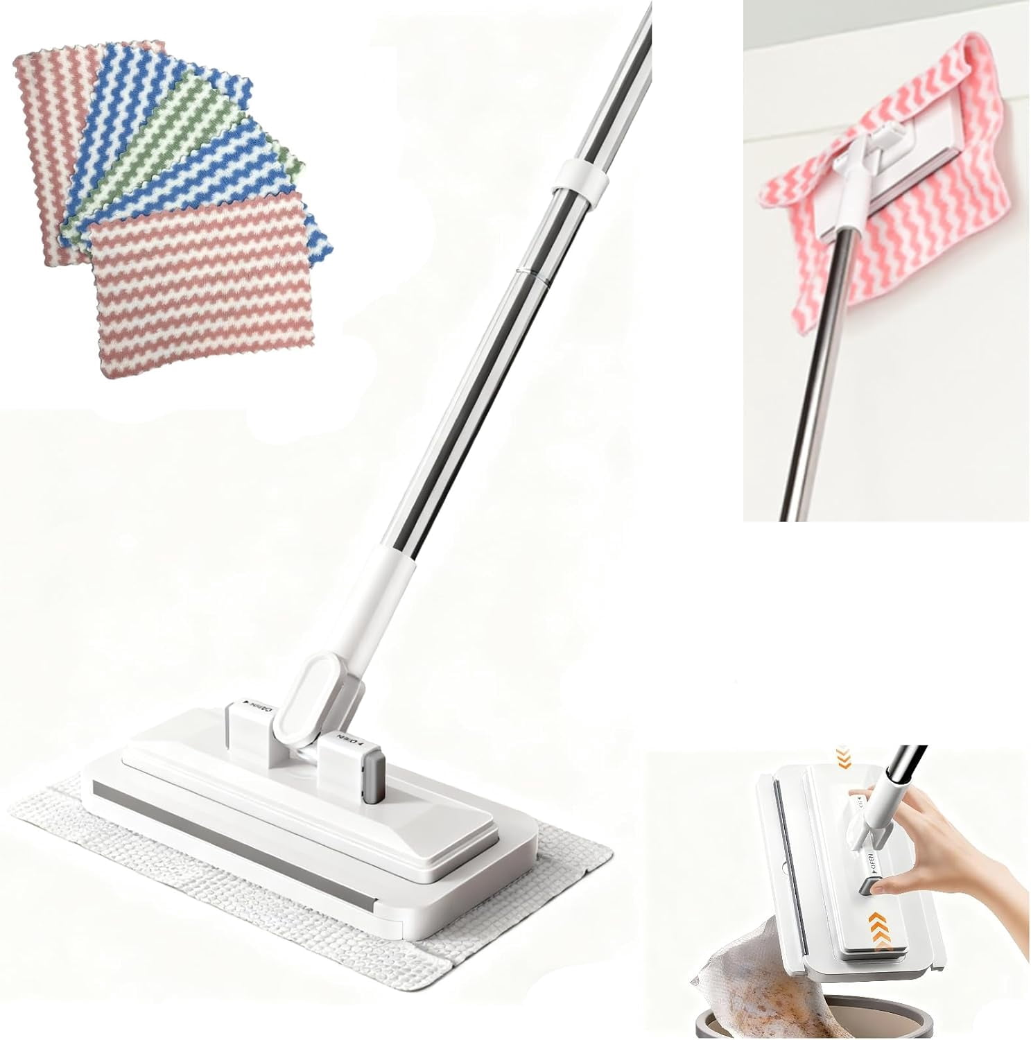 Snap Grip Mini Mop Stick with 39' Handle — Zero-Touch Gap Cleaner ...