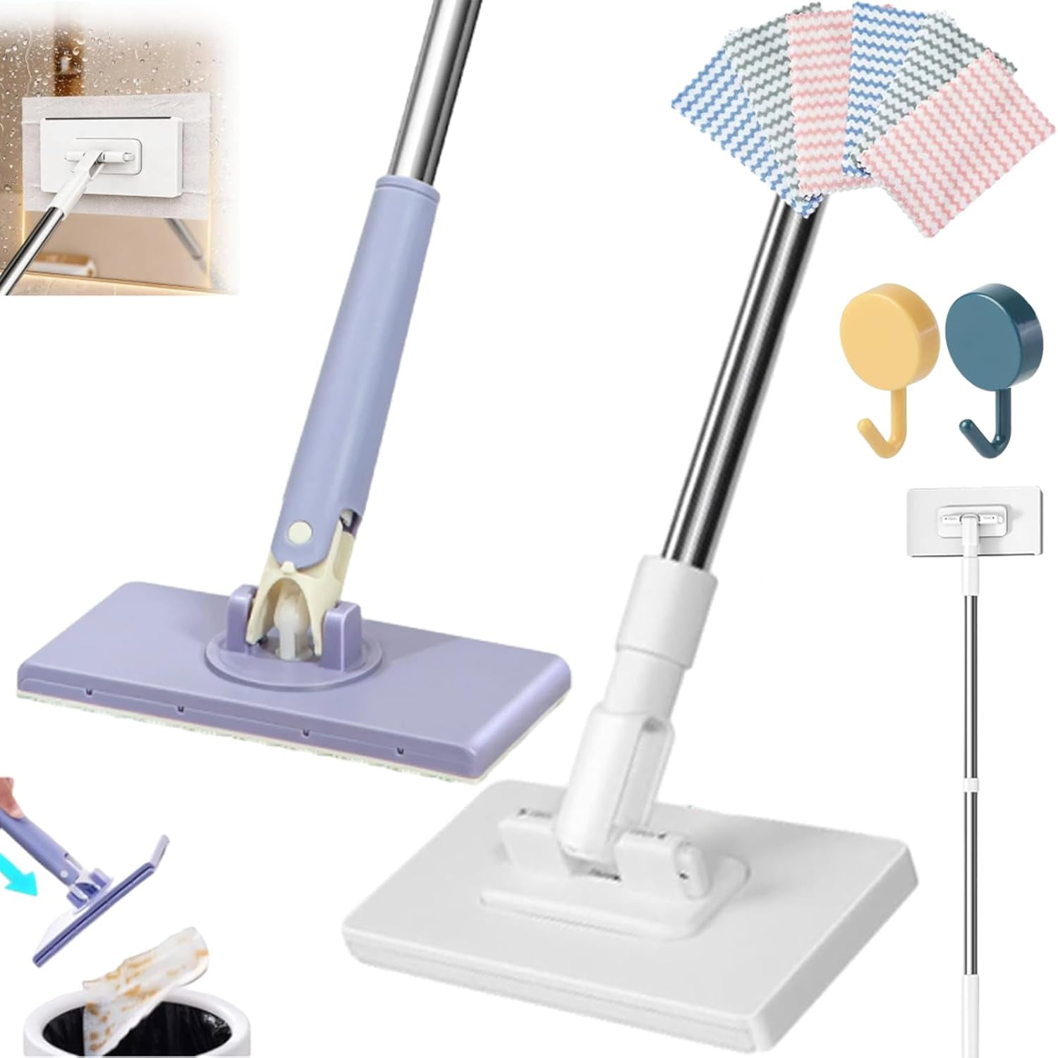 Snap Grip Mini Mop, No Wash Lazy Mops Wet and Dry, Zero Touch Mini Mop ...