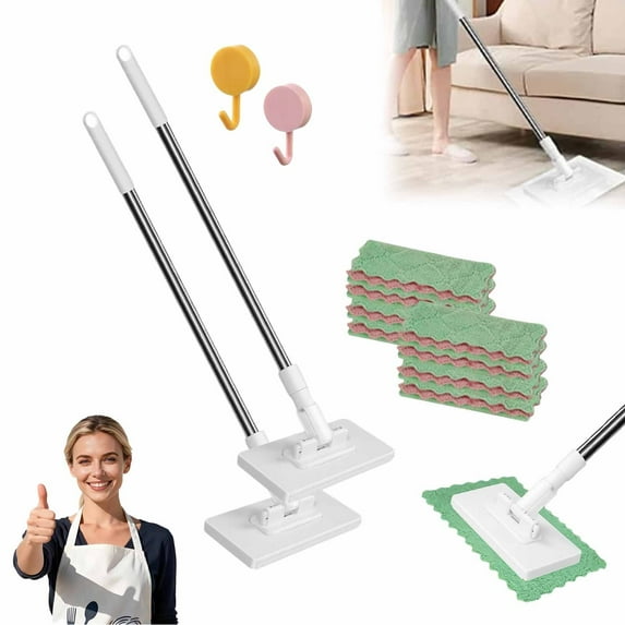 Snap and Grip Mini Mop, Zero Touch Convenient Cloth Changing Lazy Mini ...
