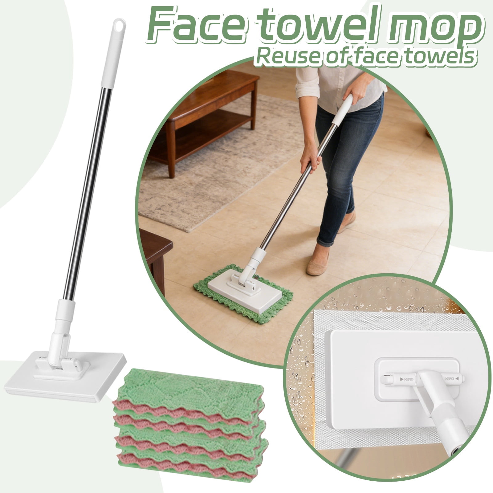 Snap Grip Mini Mop,Zero Touch Mini Mop,No Wash Lazy Mops Wet and Dry ...
