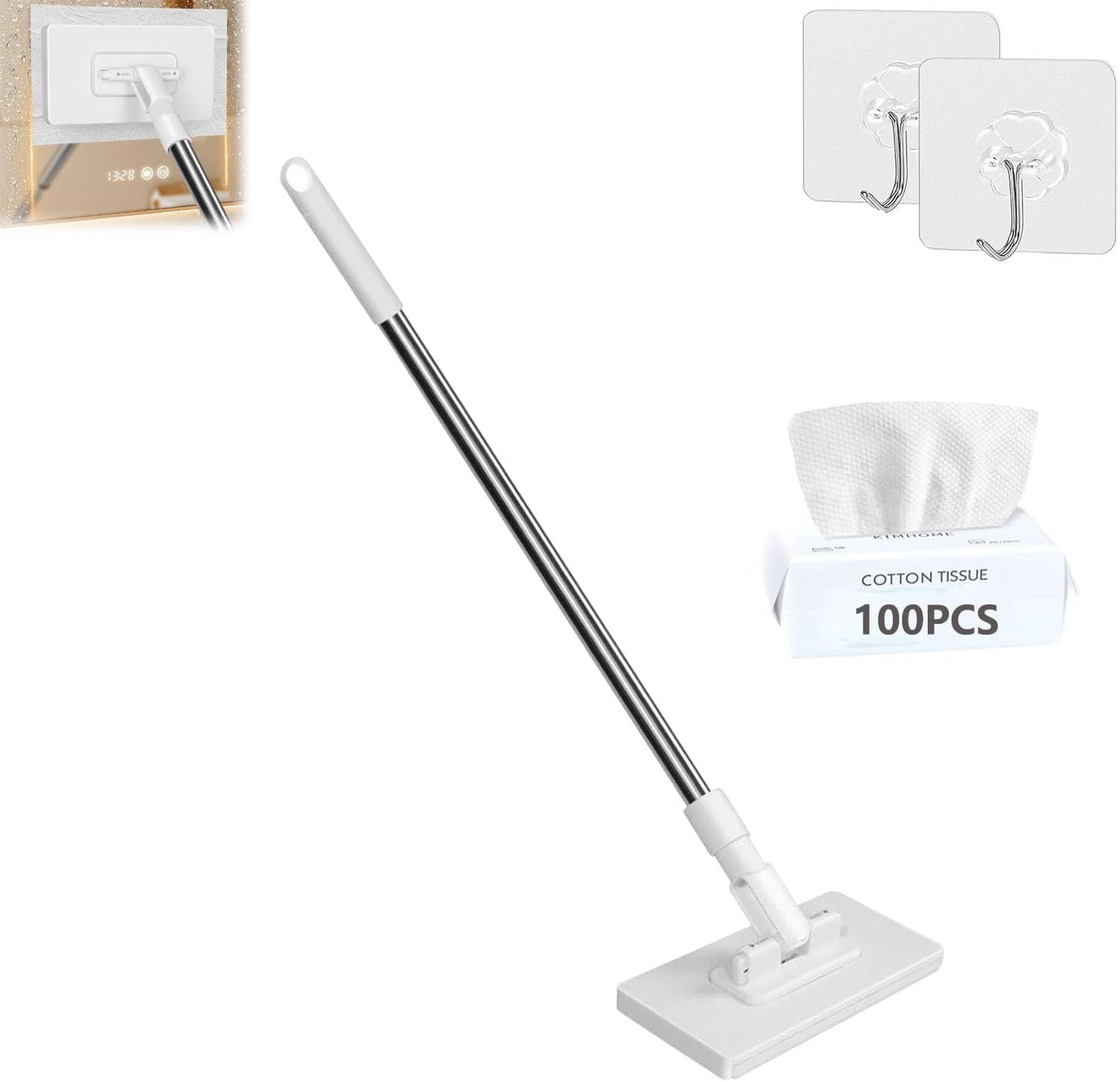Snap Grip Minimop, 39.3in Locking Handle Zero Touch Mini Mop, Reusable ...