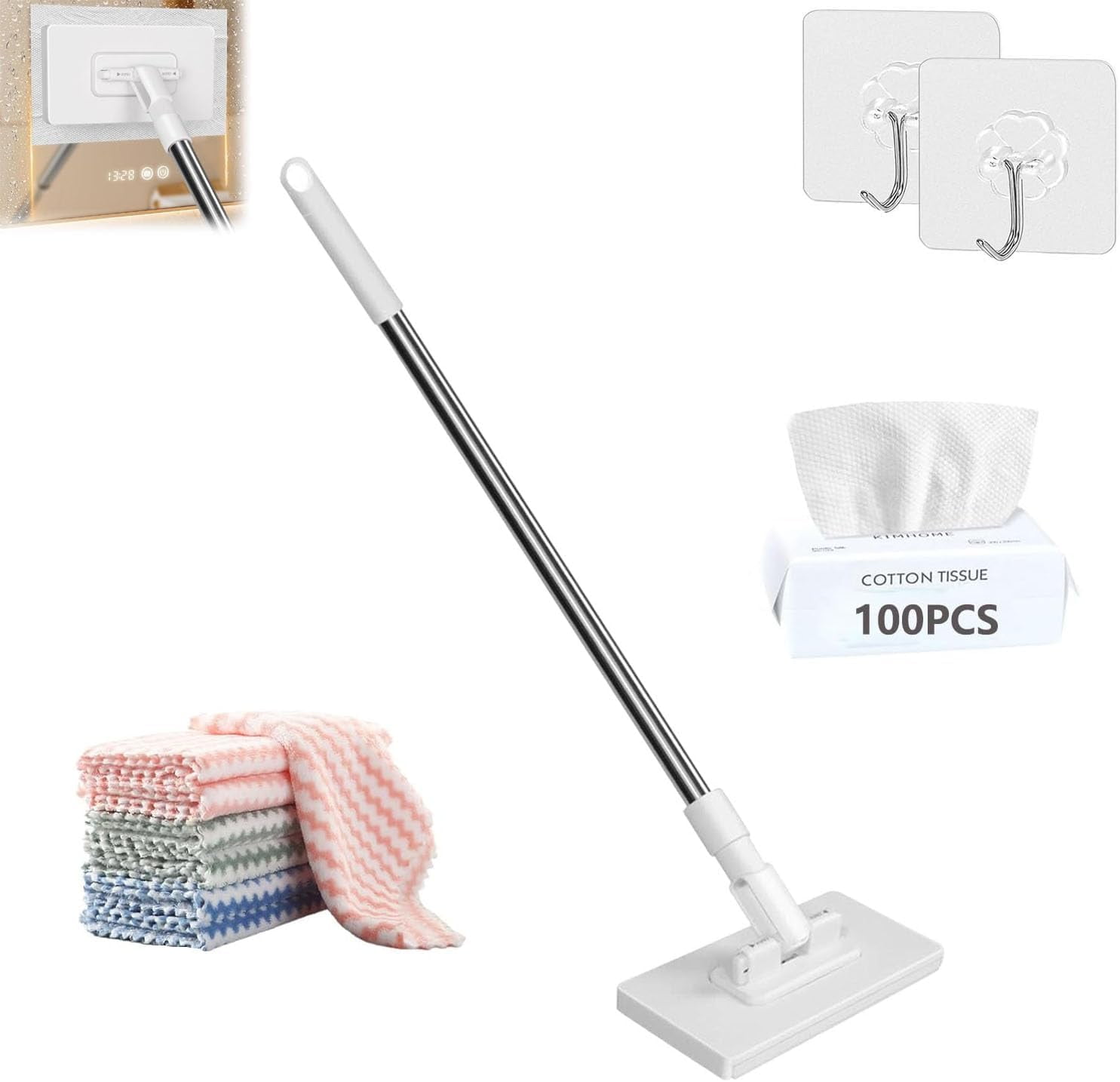 Snap Grip Minimop, 39.3in Locking Handle Zero Touch Mini Mop, Reusable ...