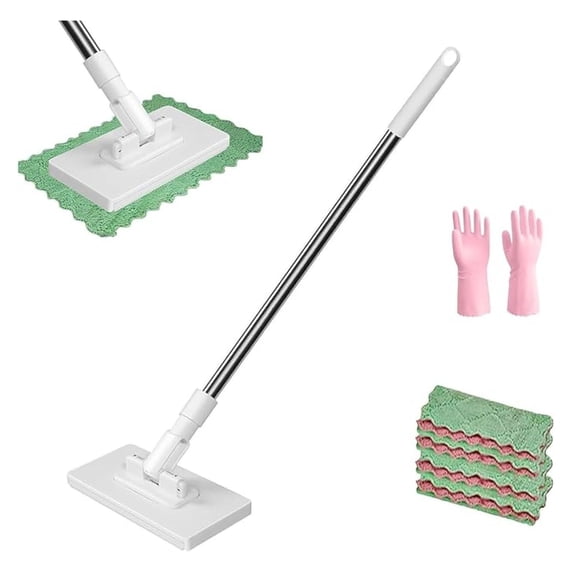 Snap and Grip Mop, Disposable Stain Mop with 4 Reusable Cloths, Wet and ...