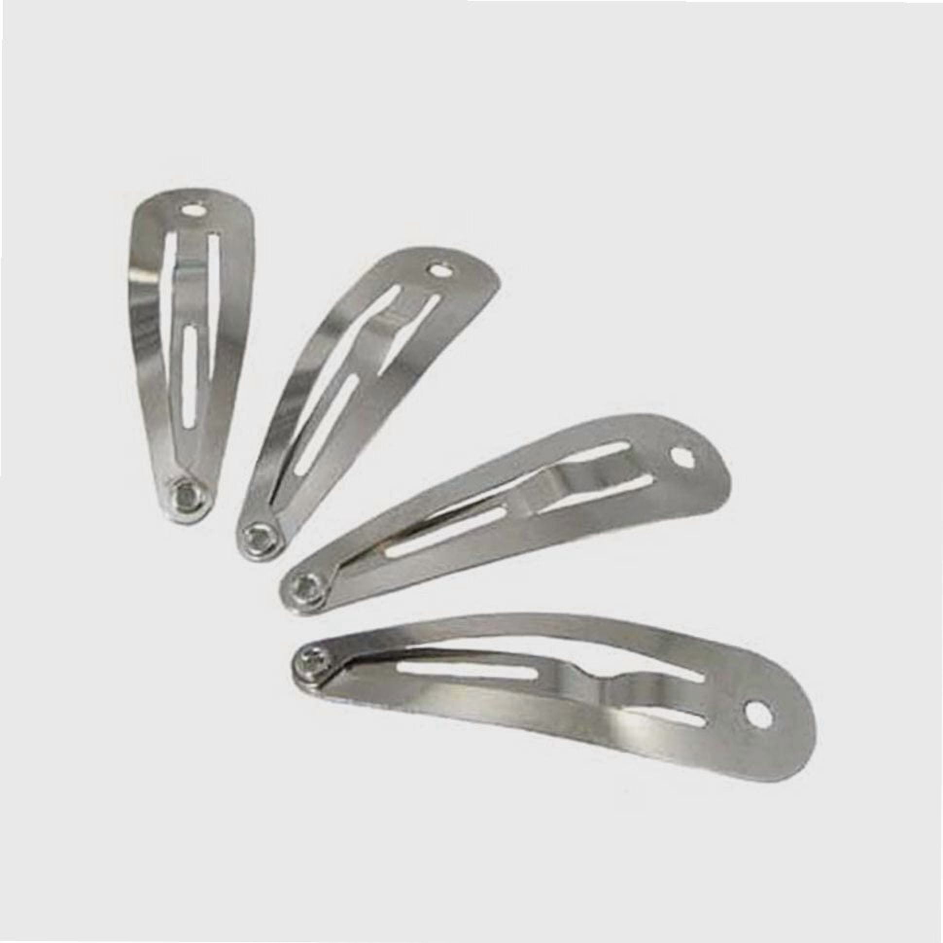Snap Hair Clips - Silver Metal Tear Drop Shape with Hole - 30mm (Qty 25 ...