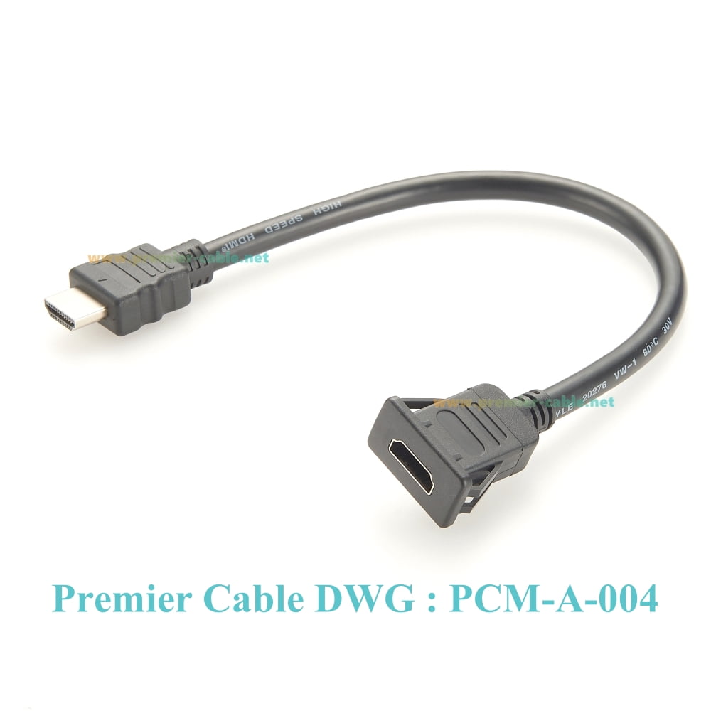 Snap-In Panel Mount HDMI 1.4 Male to Female Extension Cable 4K@30Hz ...