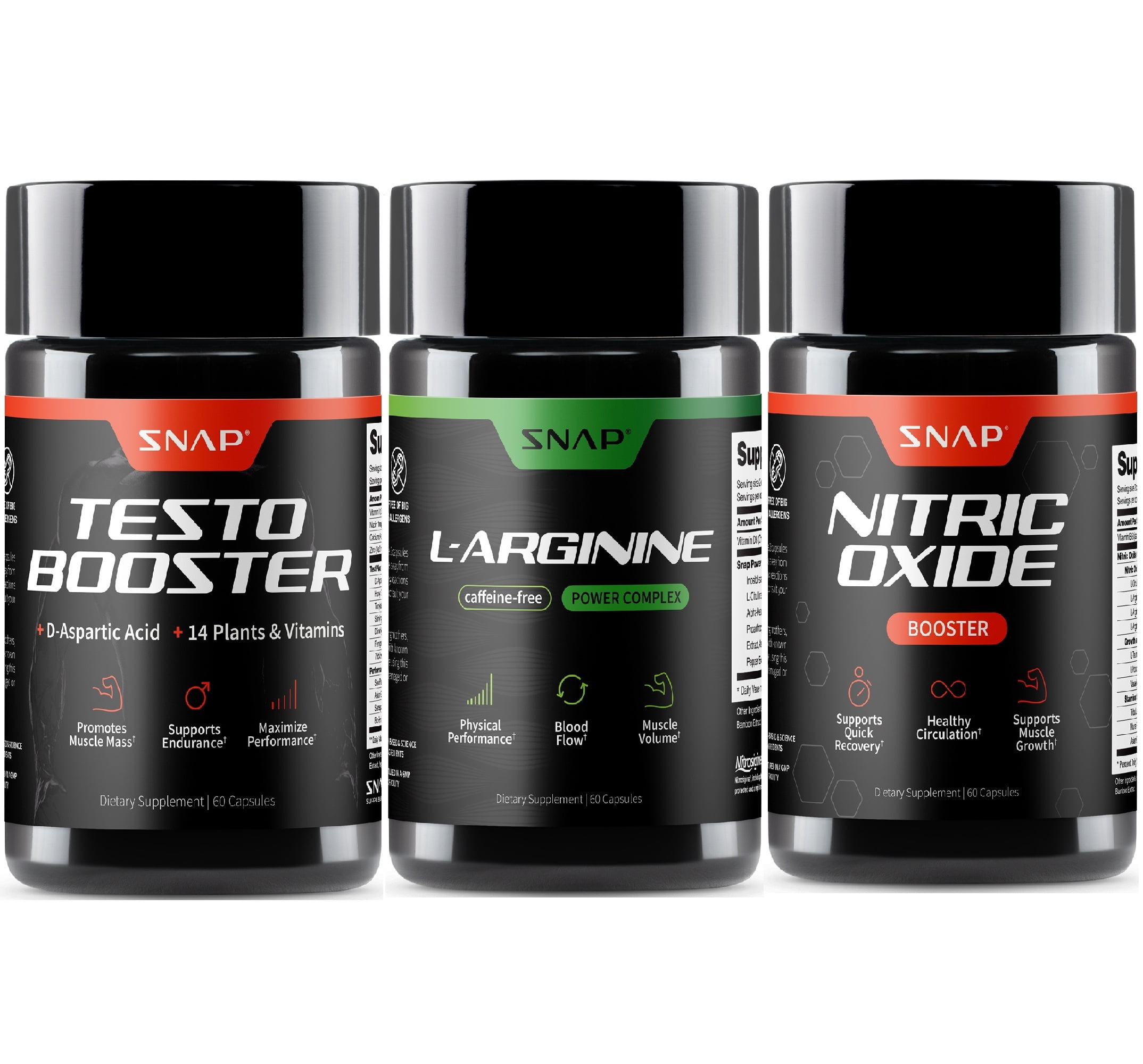 Snap Men’s Performance Bundle Testo Booster L-Arginine & Nitric Oxide ...