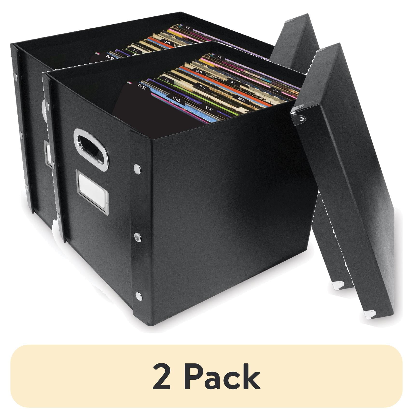 (2 pack) Snap-N-Store Vinyl Records Storage Box, Black, 13 Count Record ...