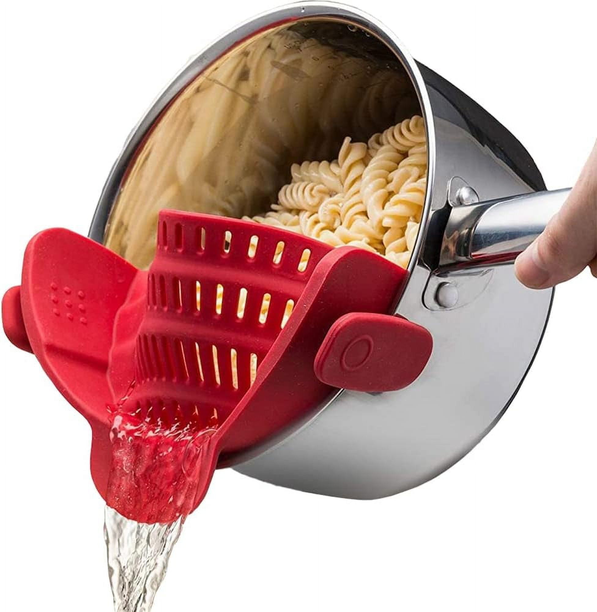 Snap N' Strain - Silicone Clip-On Strainer for Pots, Pans, and Bowls - Heat-Resistant Kitchen ...