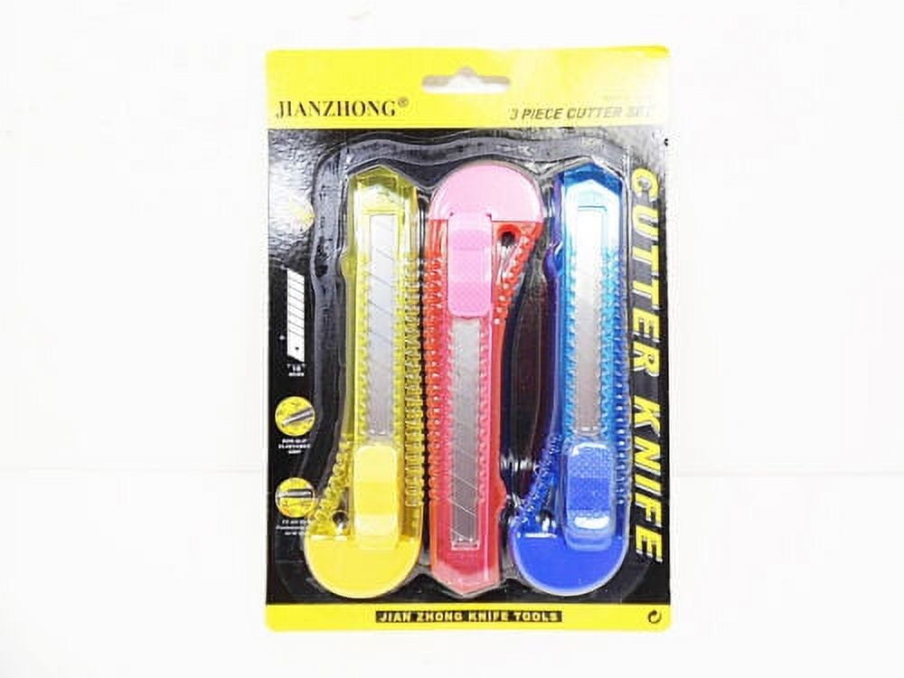 Snap-Off Blade Box Cutters Utility Razor Knife 3 pc. Retractable ...