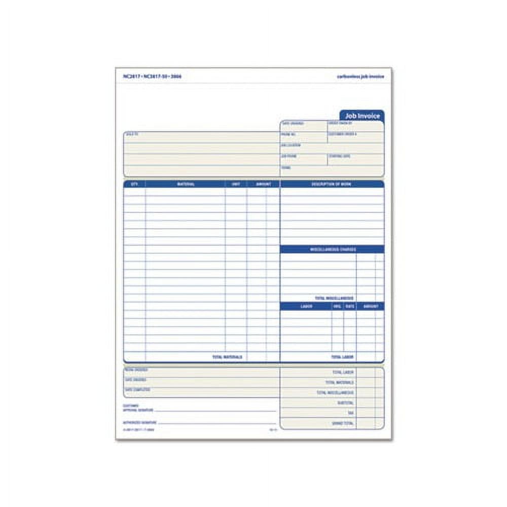 Snap-Off Job Invoice Form 8 1/2 x 11 5/8, Three-Part Carbonless, 50 ...