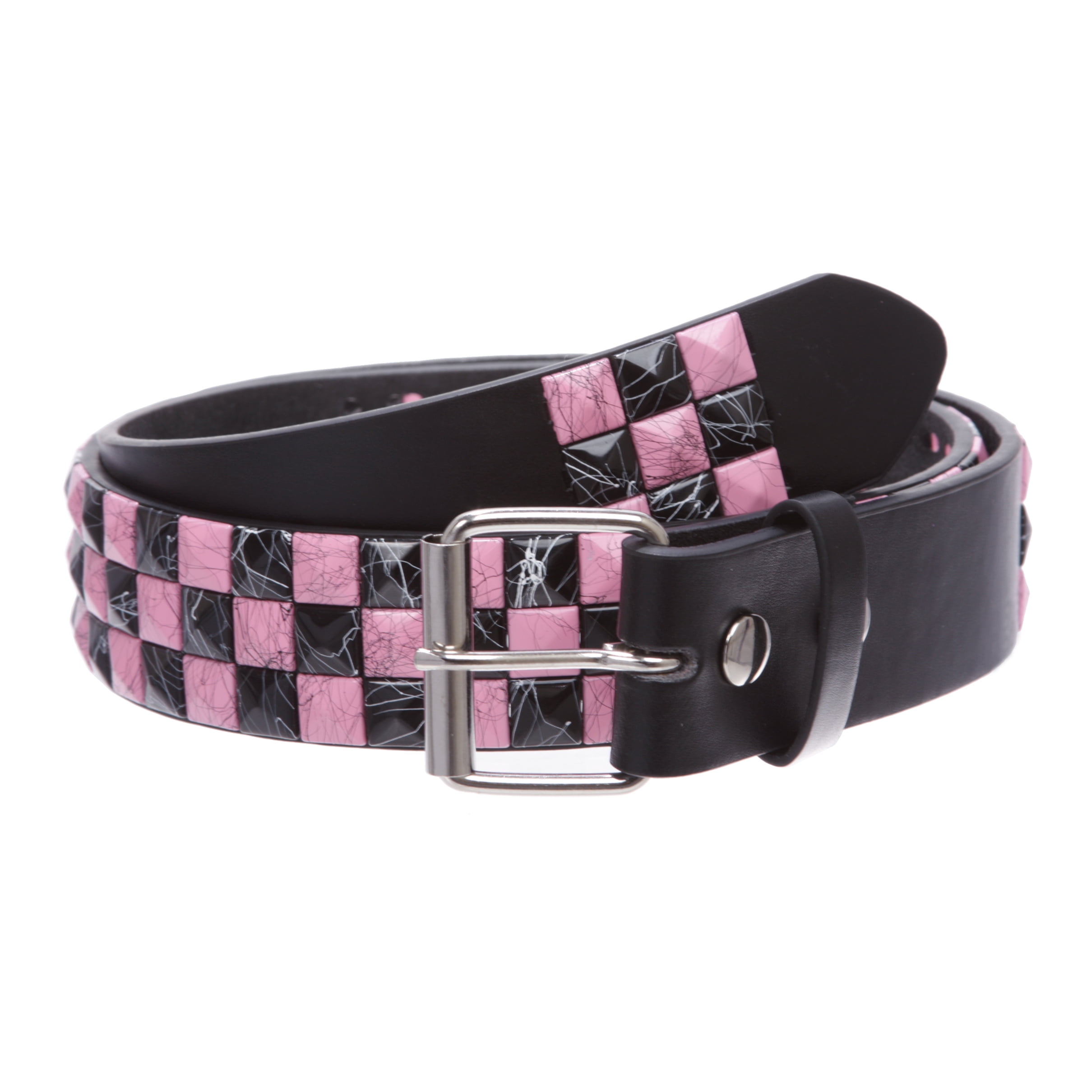 Snap On 1 1/2"-38mm Checkerboard Punk Rock Studded Belt - Walmart.com