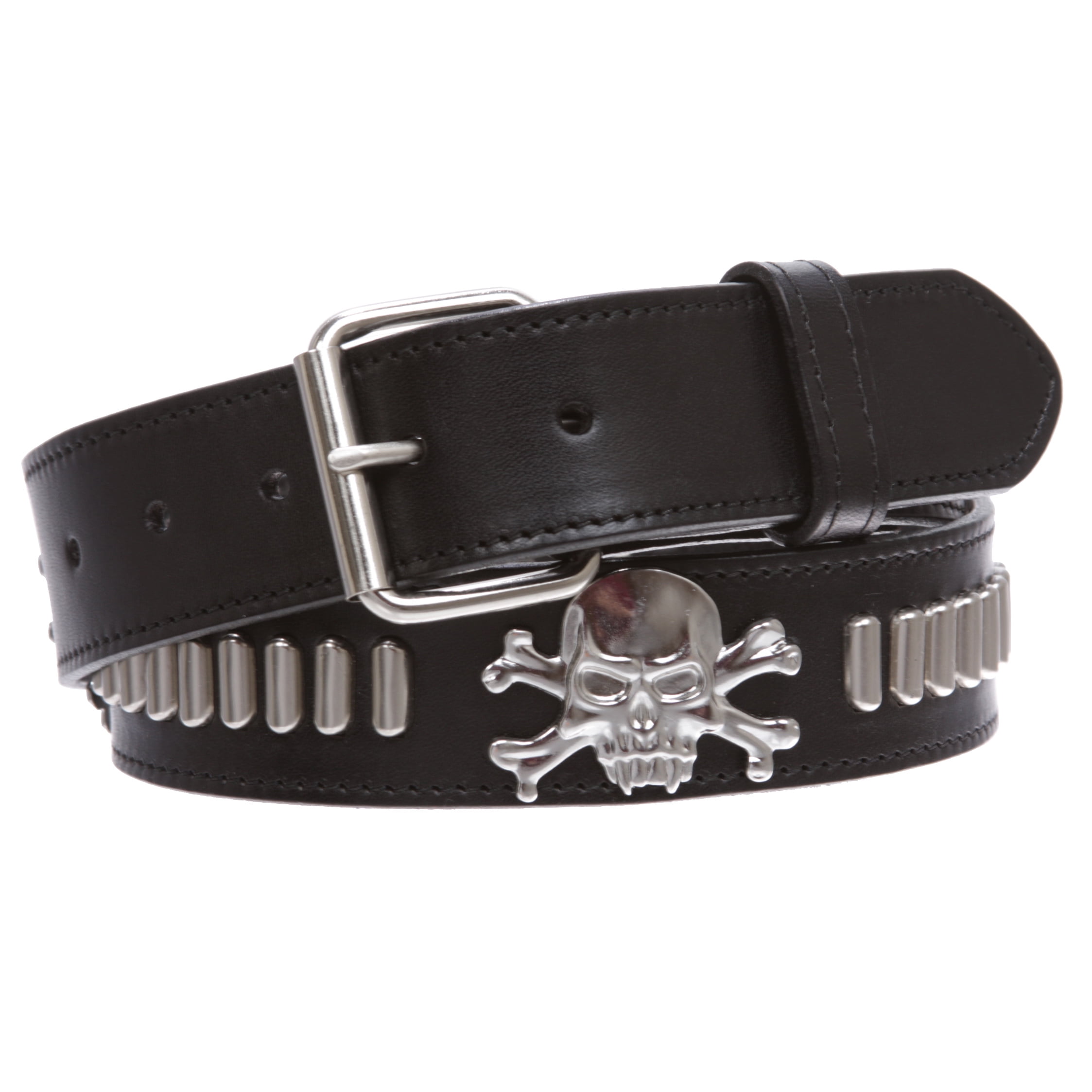 Snap On Pirates Skull Cross Bones and Silver Studded Stitching-Edged ...