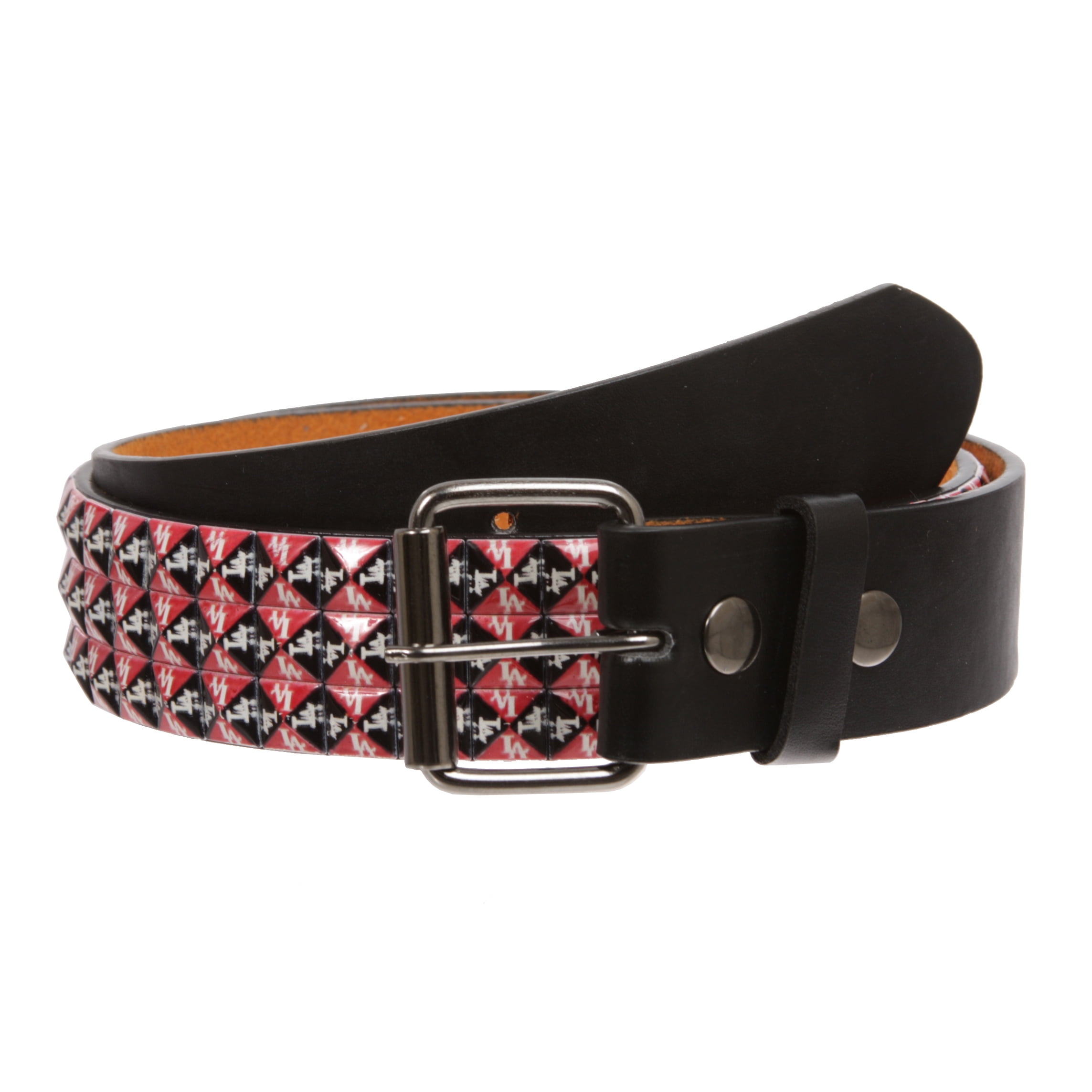 Snap On Punk Rock Star Pyramid Studded Checker Board Leather Belt ...