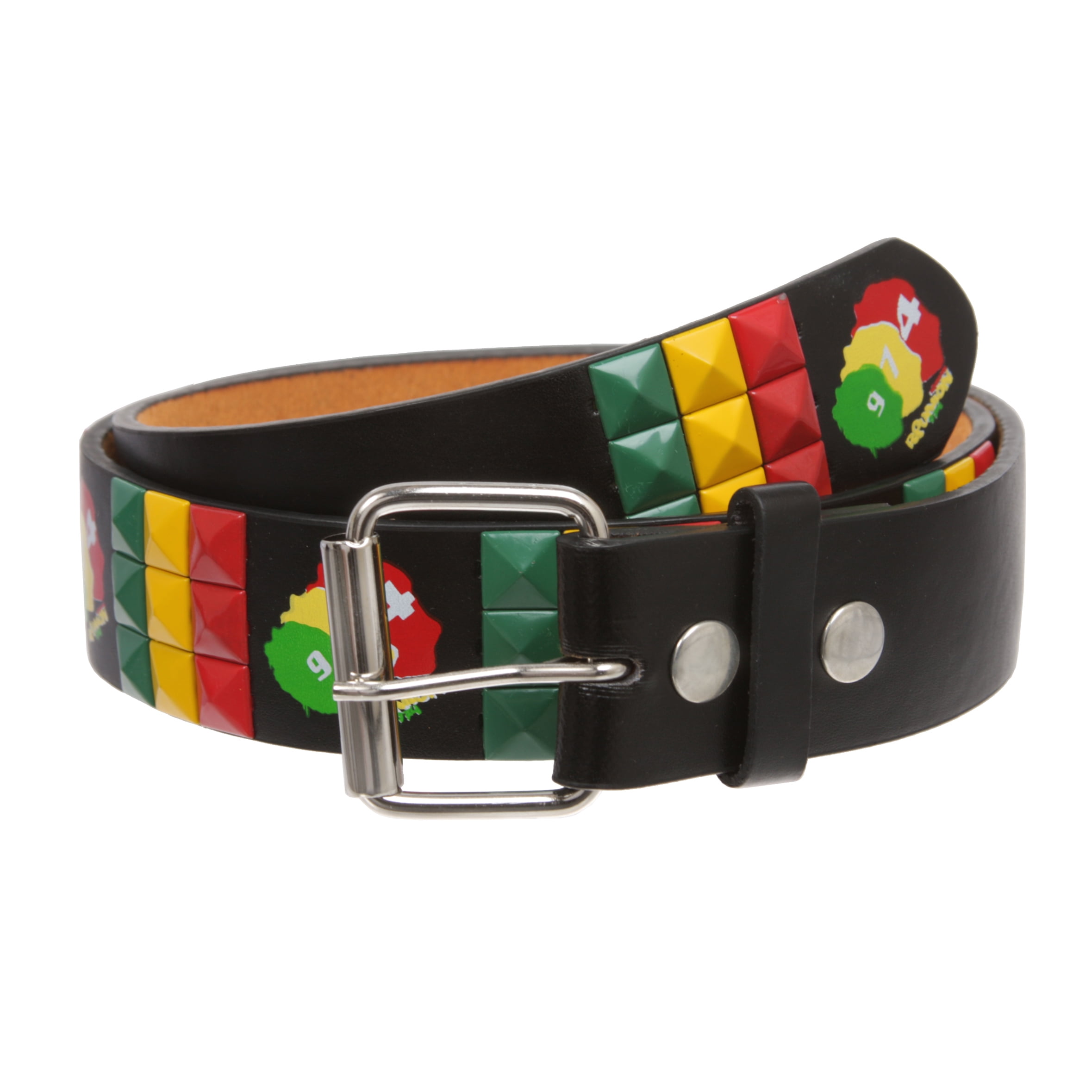 Snap On Punk Rock Star Pyramid Studded Checker Board Leather Belt ...