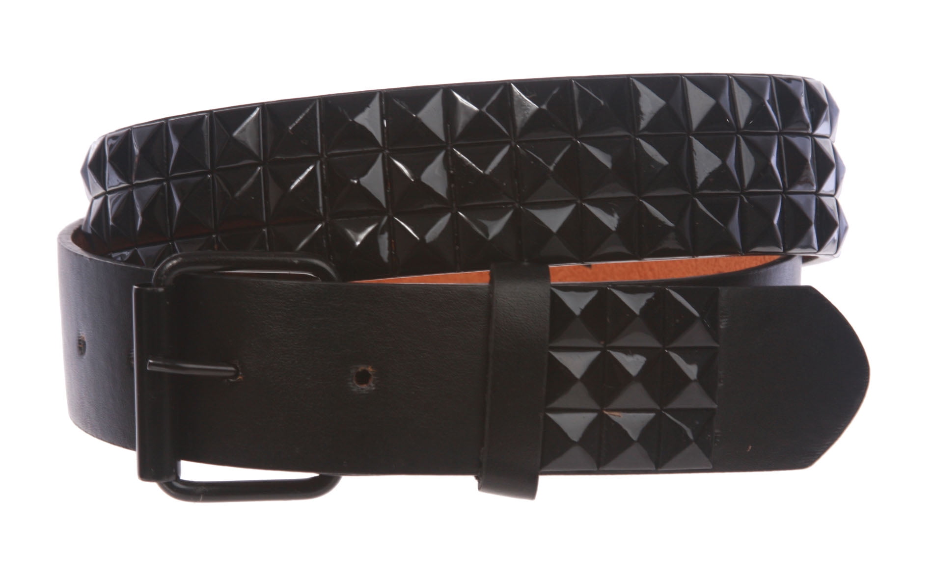 Snap On Punk Rock Star Pyramid Studded Checker Board Leather Belt ...