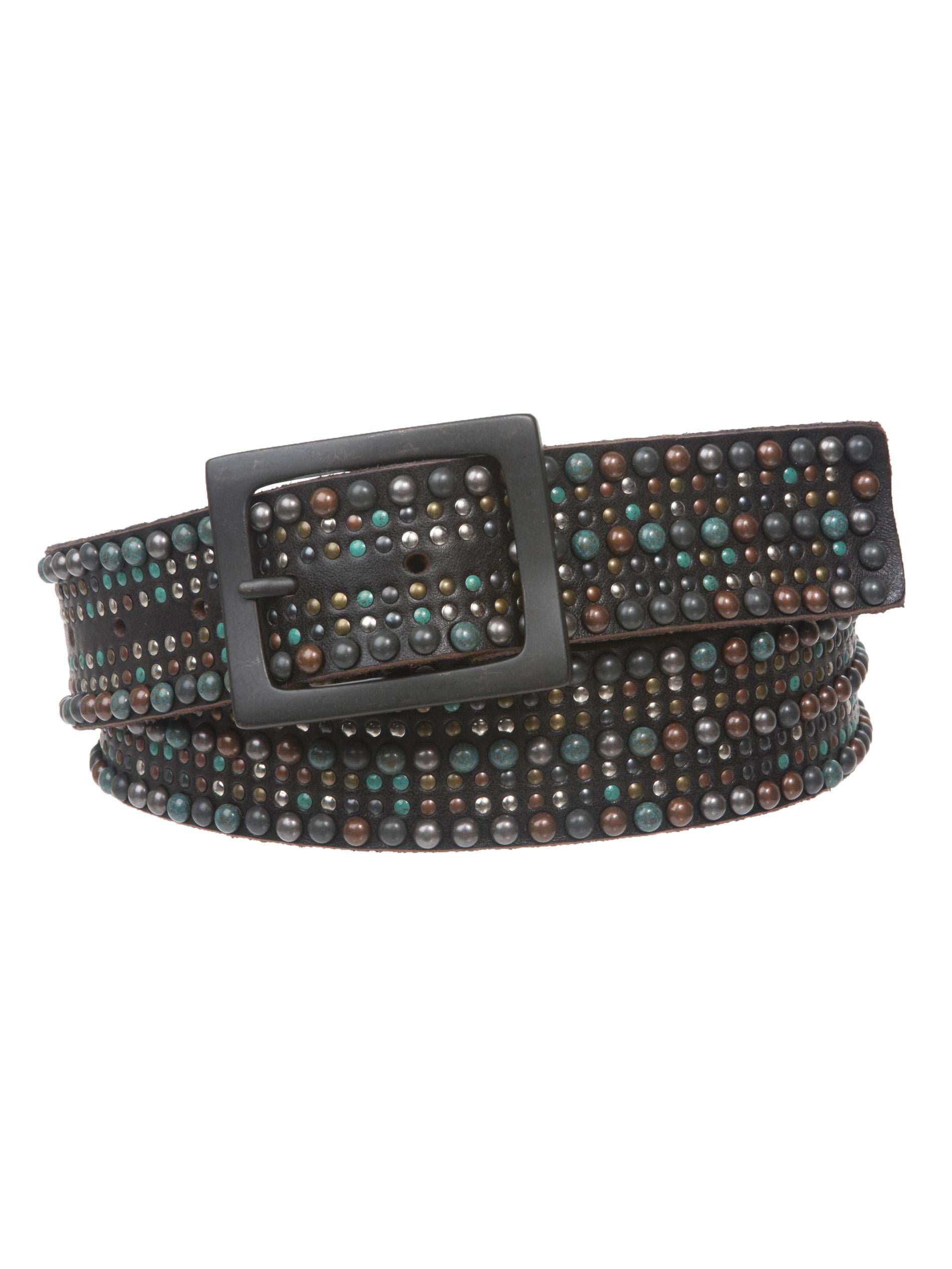 Snap On Tiny Multiple Turquoise Rivet Circle Studded Leather Jean Belt ...