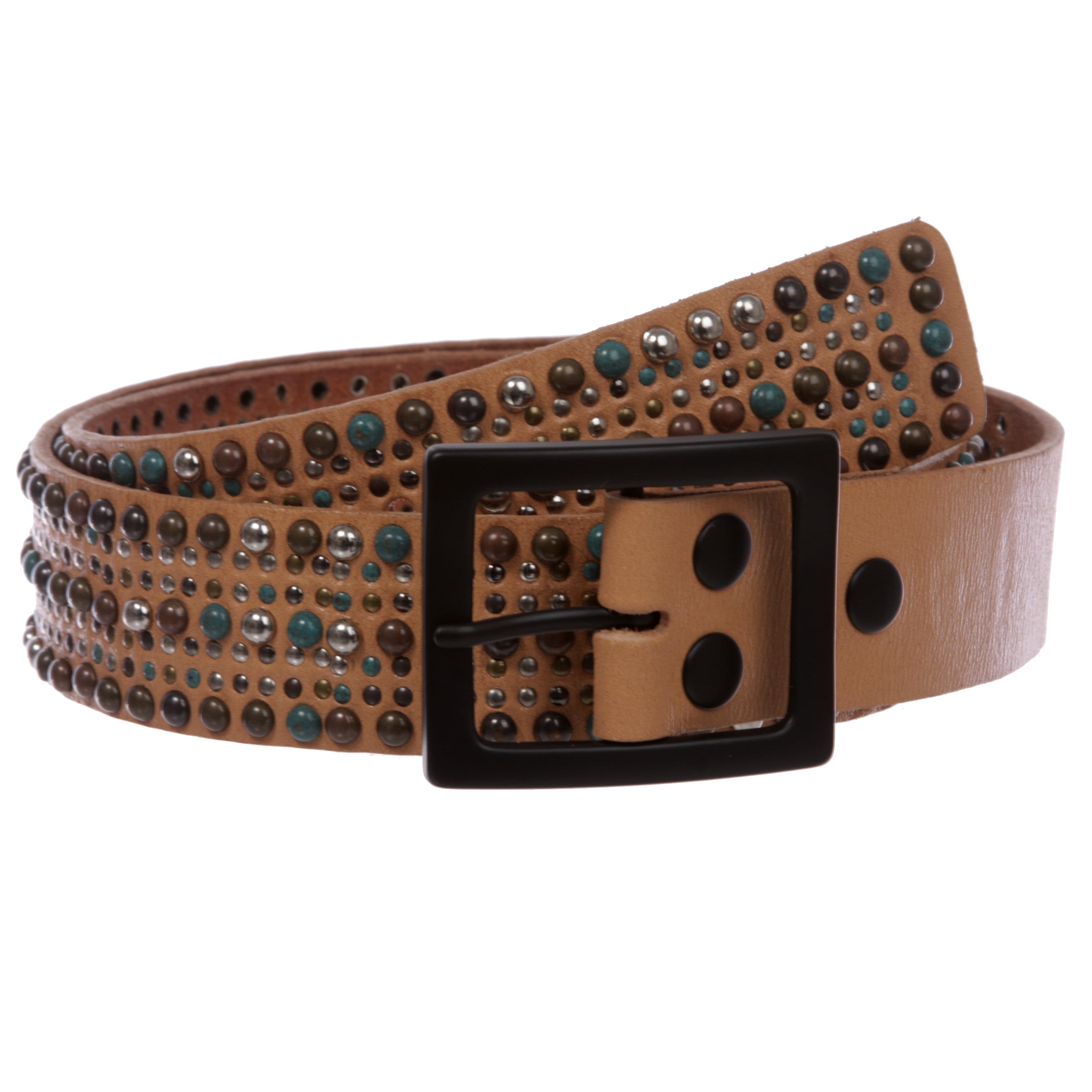 Snap On Tiny Multiple Turquoise Rivet Circle Studded Leather Jean Belt ...