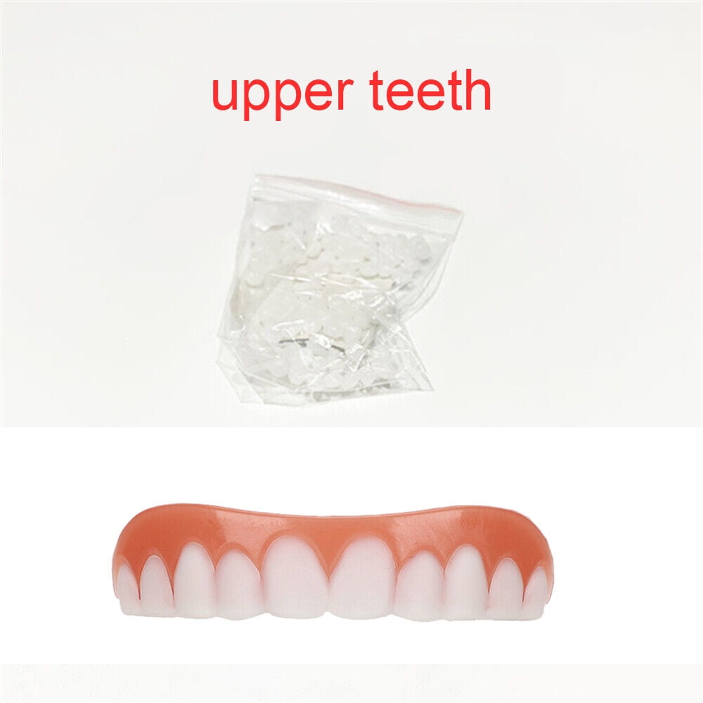 Snap On Upper＆Bottom Set False Teeth Dental Veneers Denture Tooth Cover ...