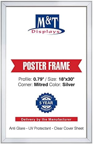 Snap Poster Frame 18x30 Inch Silver .79" Aluminum Profile Easy Front ...