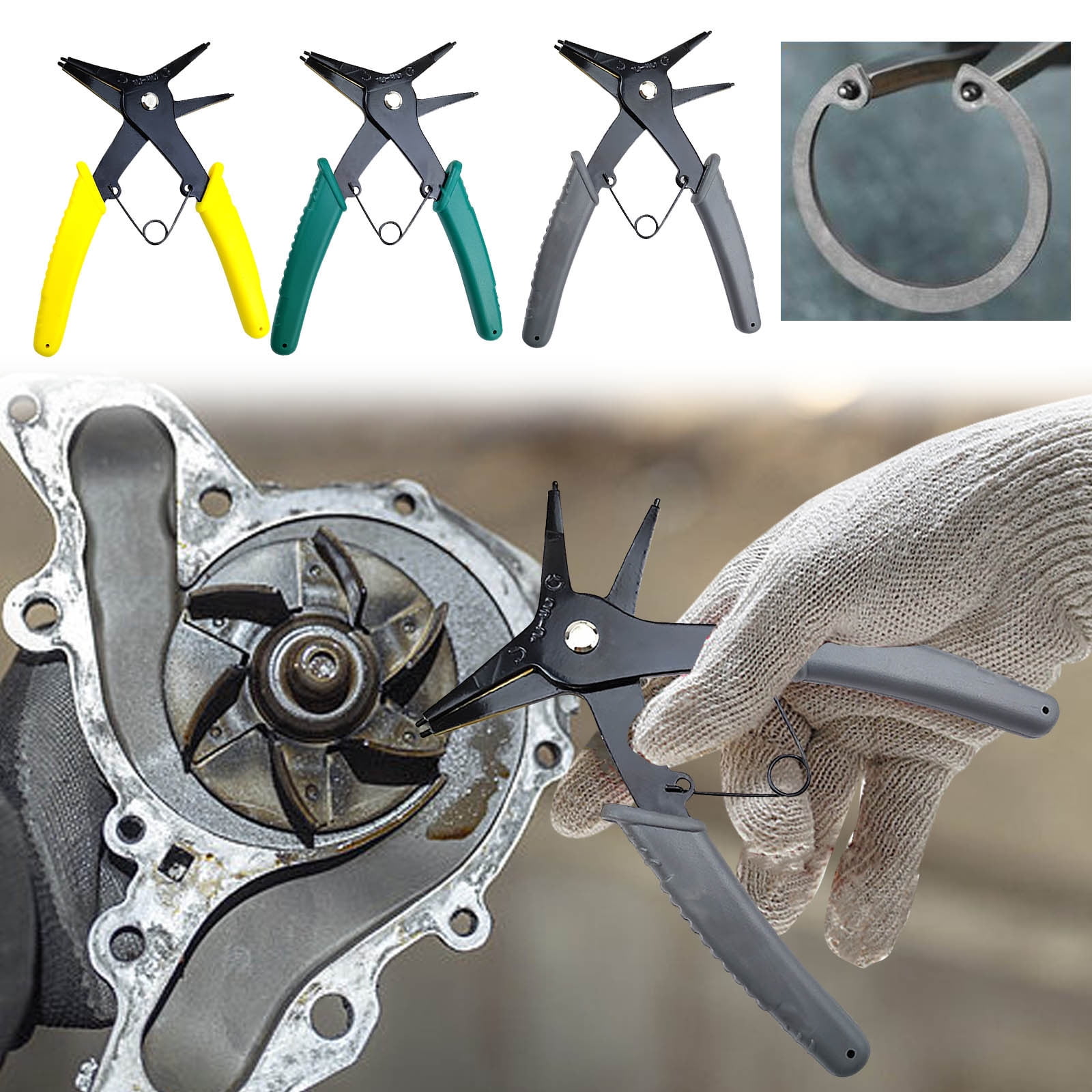 Snap Ring Pliers, 2-in-1 Internal & External Retaining Ring Pliers ...