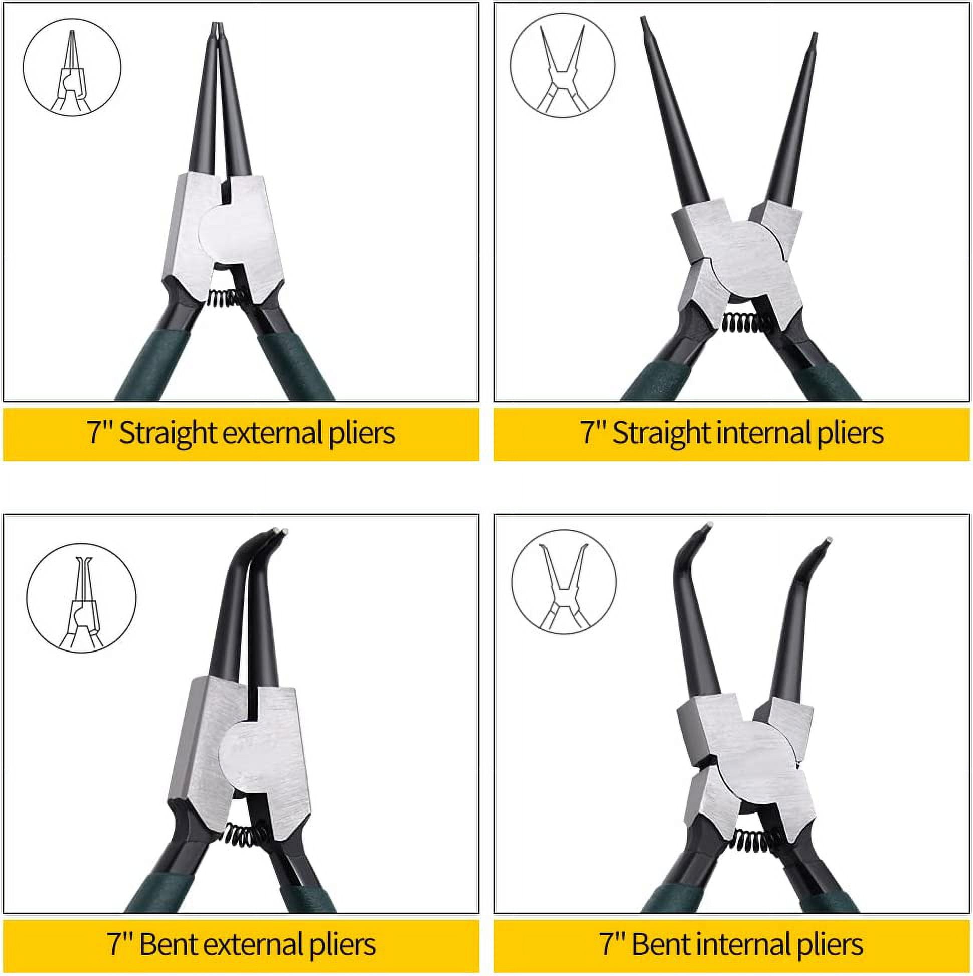 Snap Ring Pliers Set, 2pcs 7" Internal/External Circlip Pliers Kit with ...