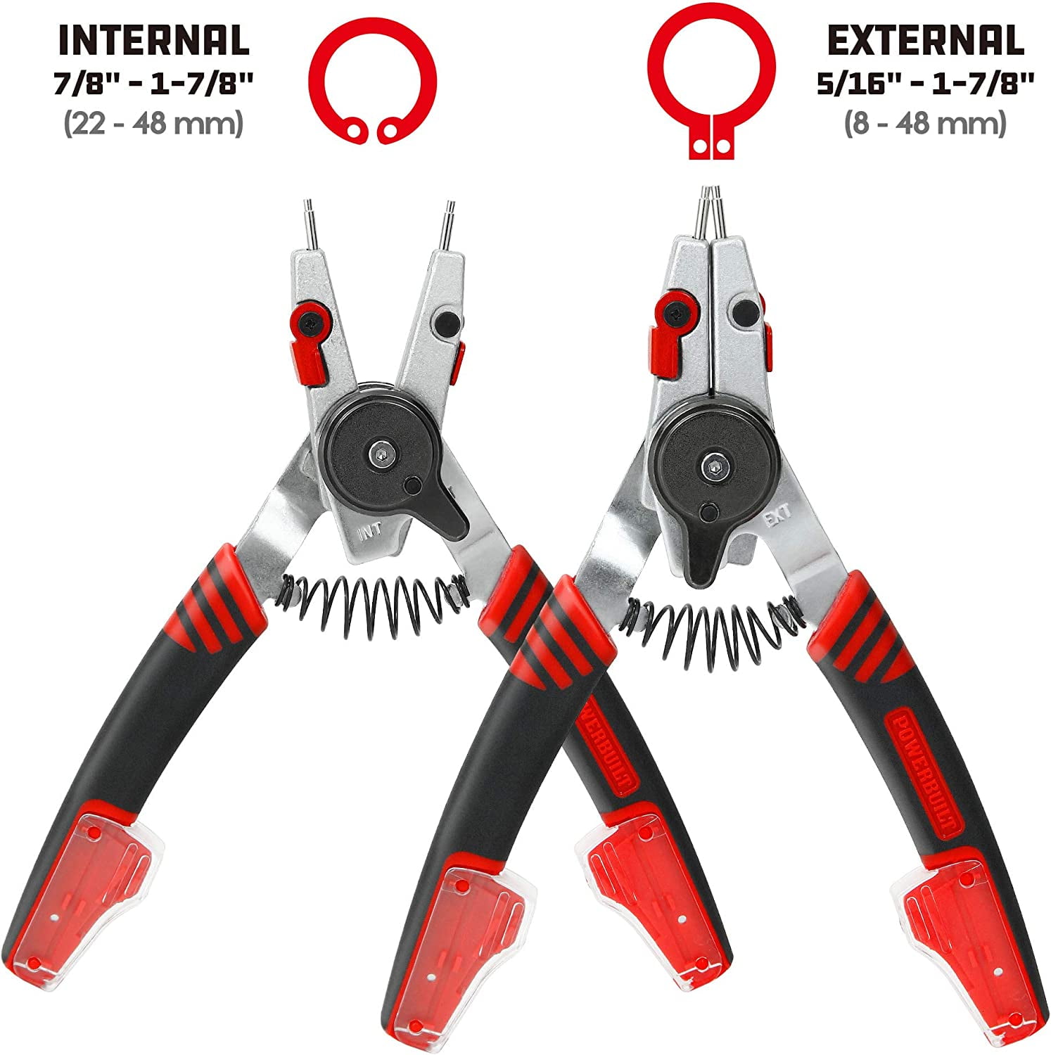 Snap Ring Pliers with Combination Internal External Switch, Reversible ...