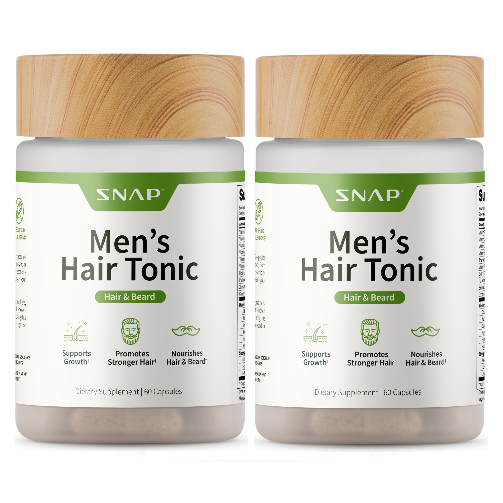 Snap Supplements Men's Hair and Beard Growth Vitamins, Biotin Pills for ...