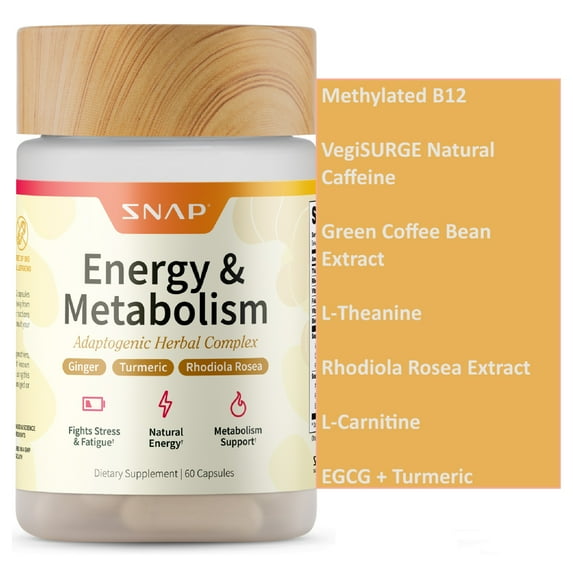 Snap Supplements Energy Metabolism Boost Pill with Vitamins Herbs ...
