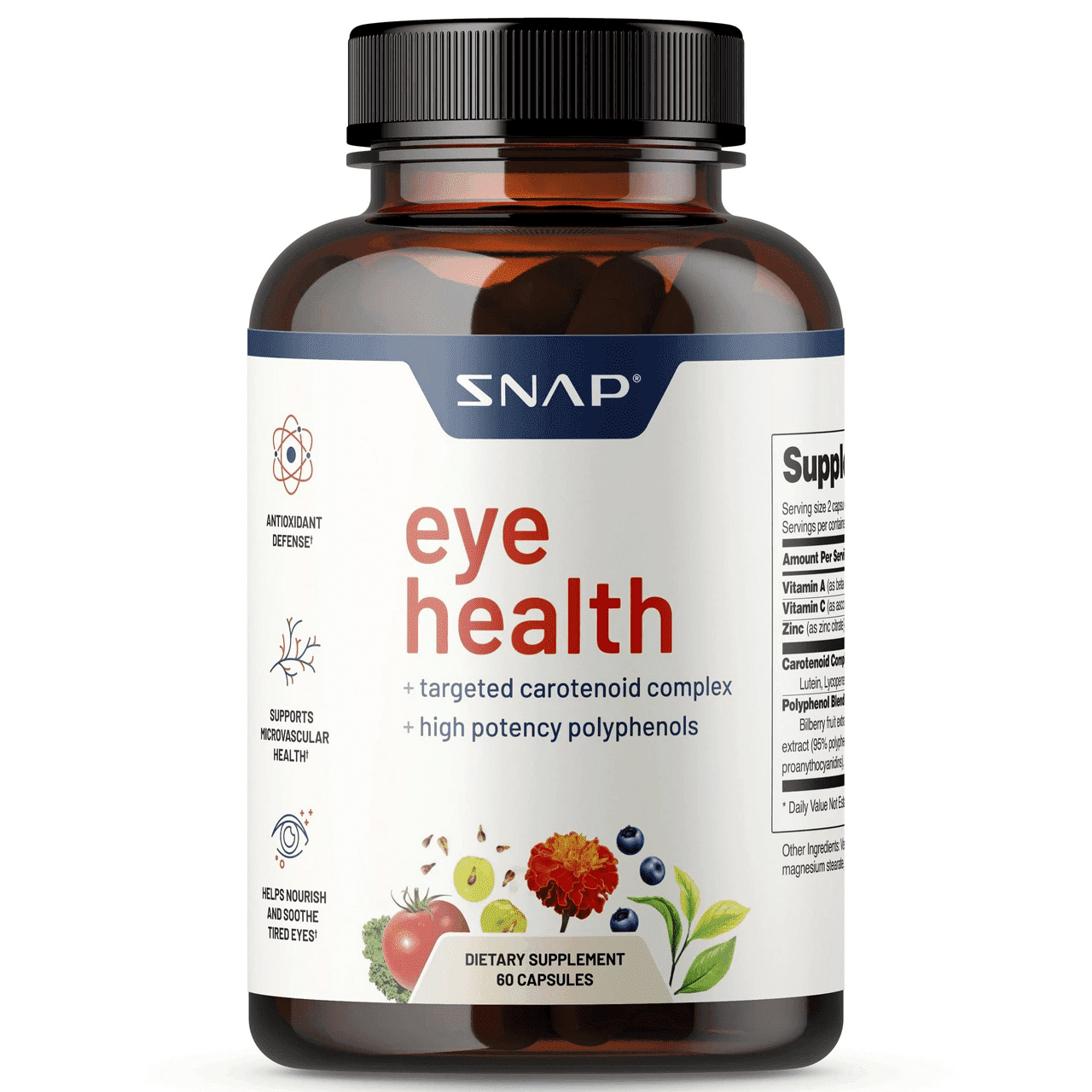 Snap Supplements Eye Health, Lutein, Zeaxanthin, Bilberry Extract ...
