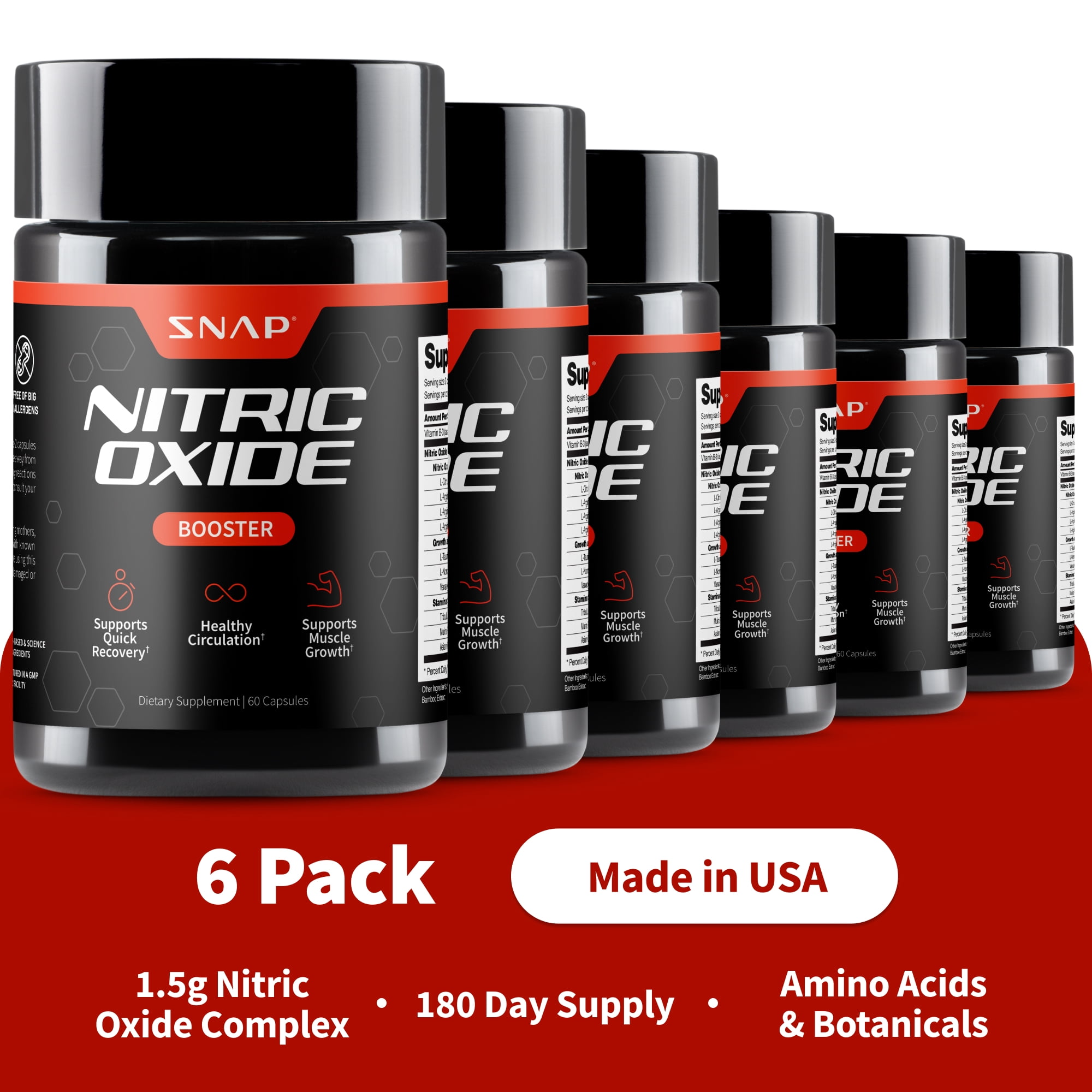 Snap Supplements Nitric Oxide Booster Capsule, Pre Workout, Muscle ...