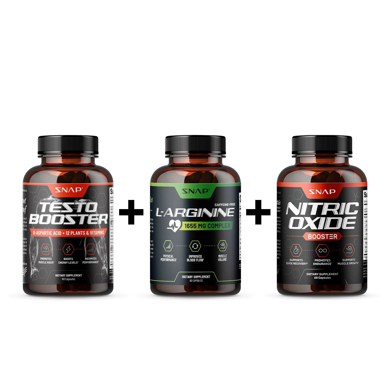 Free Shipping! Snap Supplements Nitric Oxide + Testosterone Booster + L ...