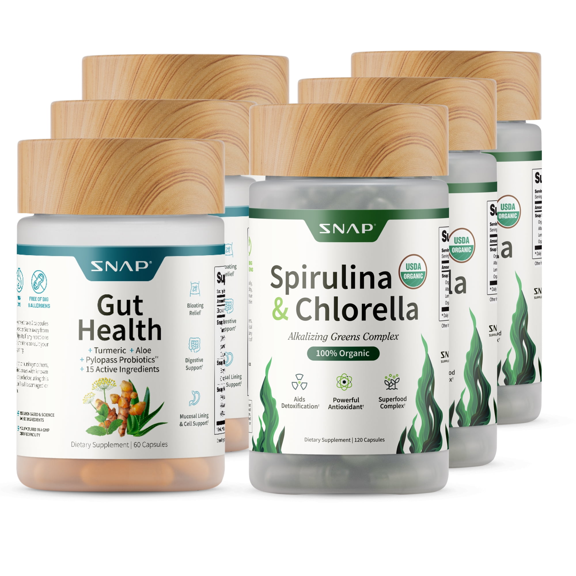 Snap Supplements Organic Spirulina and Gut Health Bundle - Superfood ...
