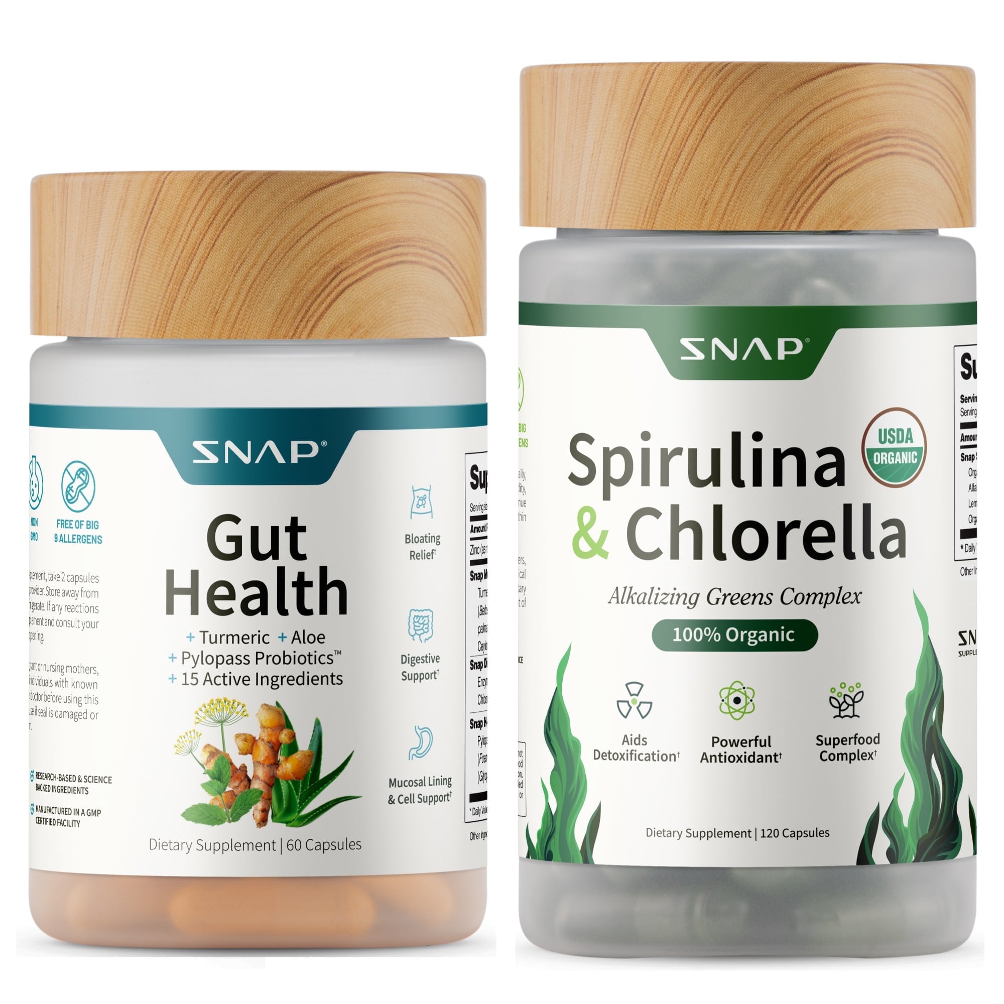 Snap Supplements GUT GLOW Bundle Organic Spirulina and Gut Health ...
