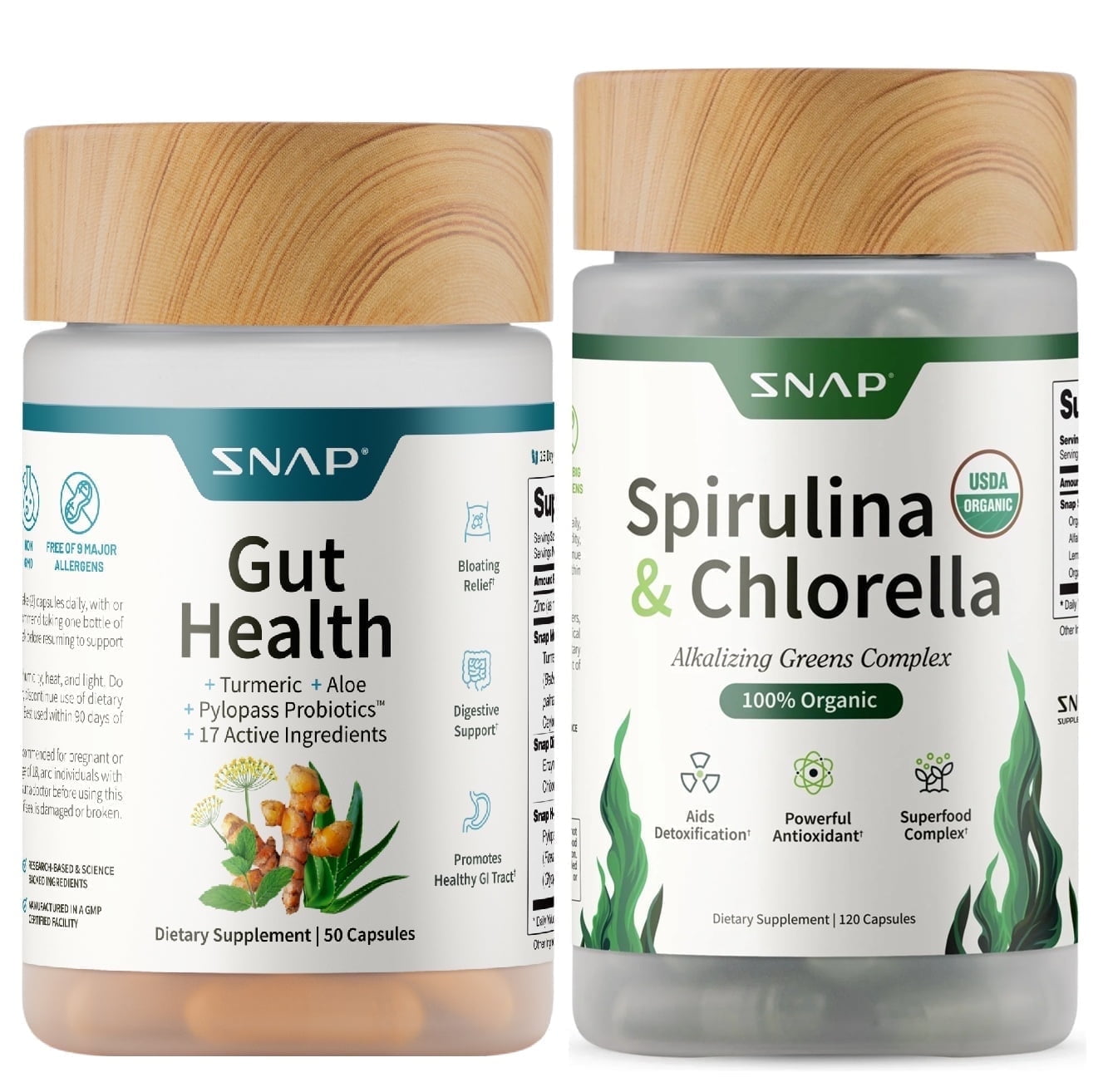Snap Supplements Organic Spirulina and Gut Health Bundle - Superfood ...